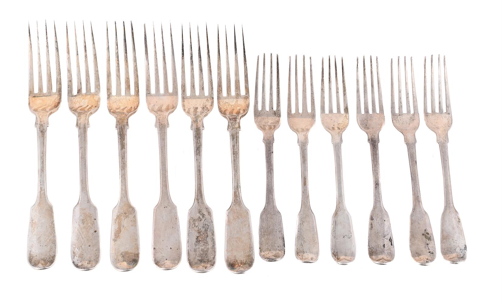 A SET OF SIX VICTORIAN SILVER FIDDLE PATTERN TABLE FORKS ELIZABETH ...