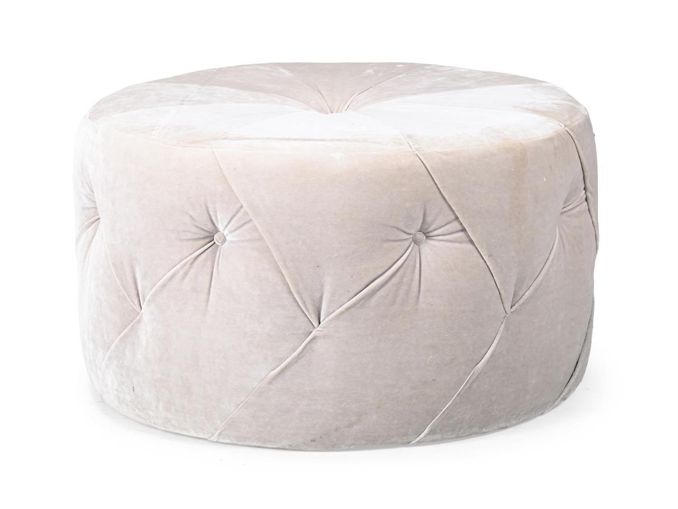 A ROSE VELOUR BUTTON UPHOLSTERED CENTRE STOOL OF RECENT MANUFACTURE ...