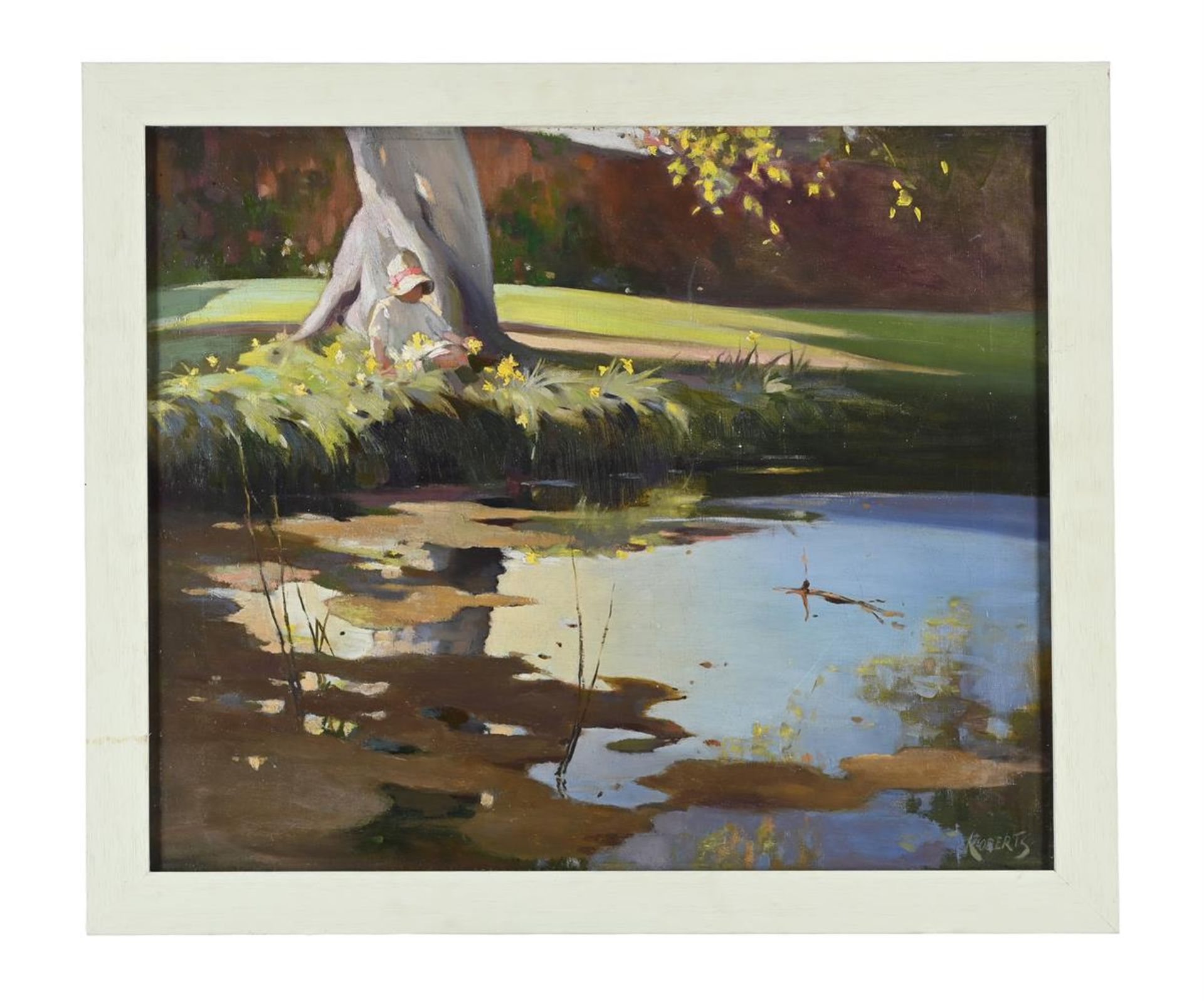 LANCELOT PERCIVAL ROBERTS (BRITISH 1883-1950) GIRL AMONGST DAFFODILS BY ...