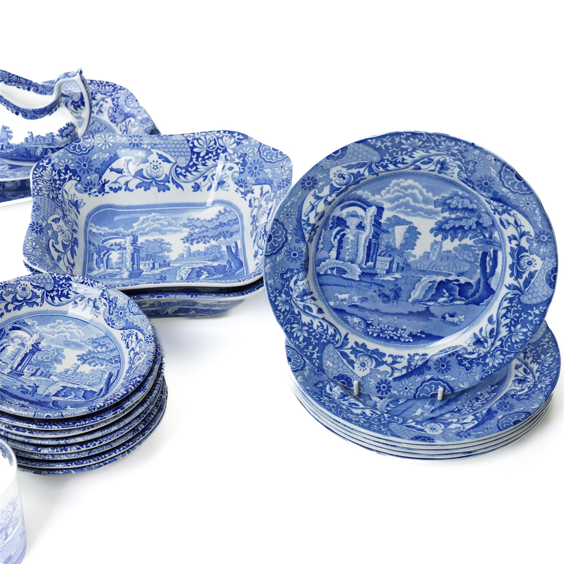 Large and extensive collection of Spode Italian blue and white tea and ...