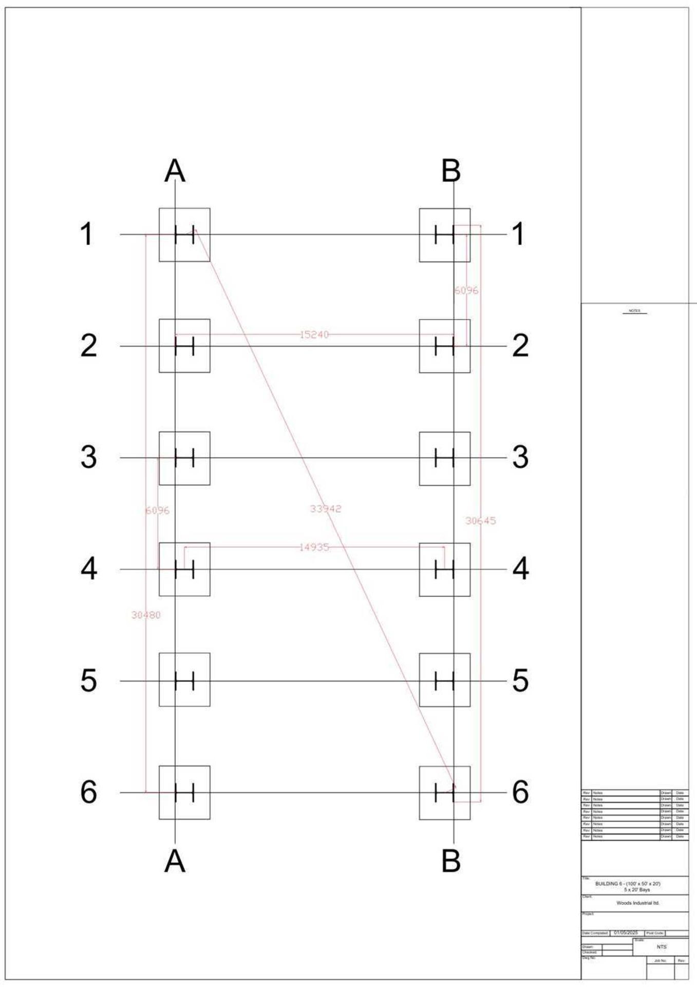 Steel Frame Building 100` x 50` x 20` , 5No 20` Bays 12 Degree Pitch ...