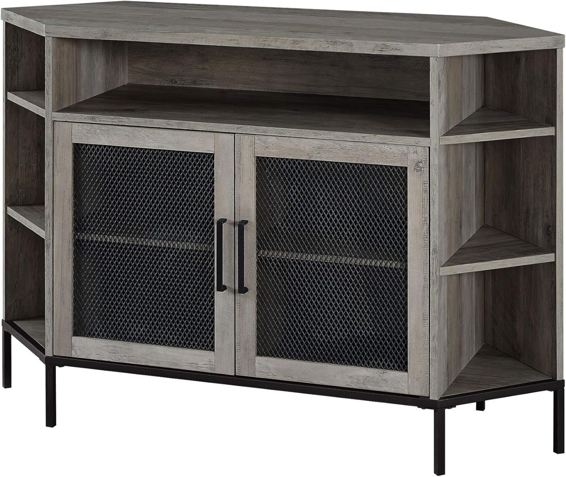 Walker Edison Eden Bridge Designs Modern Metal Mesh and Wood Corner ...