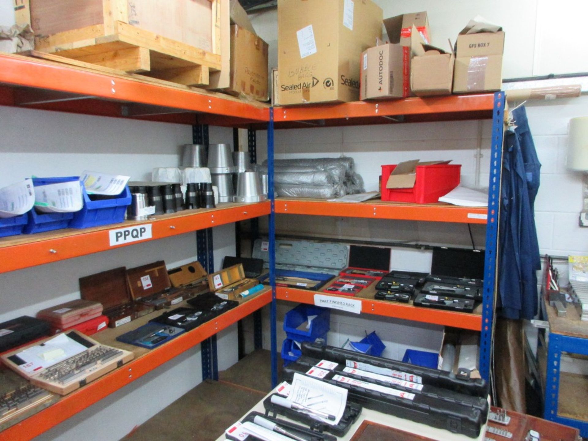 Three bays of boltless Rapid racking, 1.8m x 600mm x height 2m ...