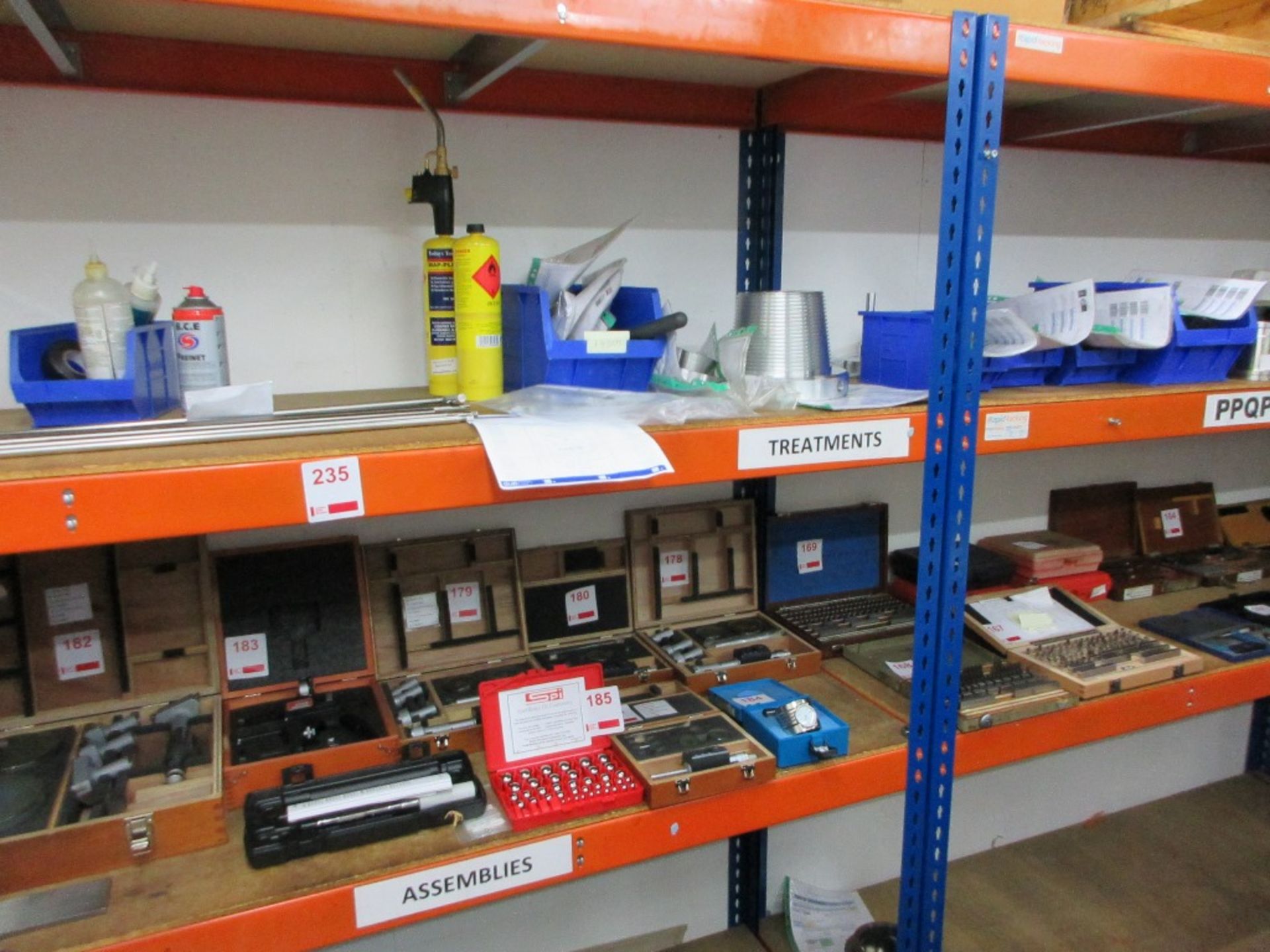 Three bays of boltless Rapid racking, 1.8m x 600mm x height 2m ...