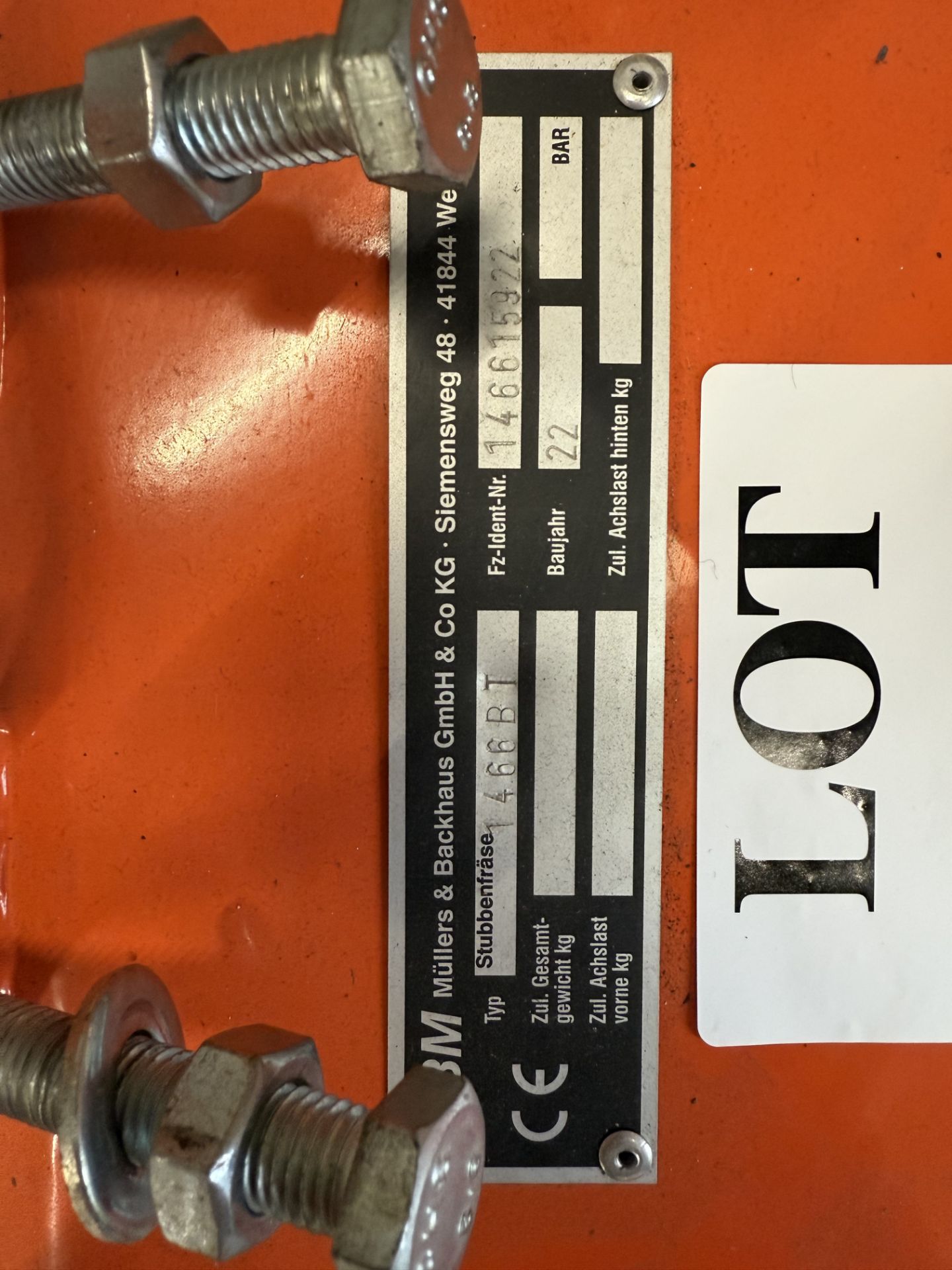 JBM frame only, stump grinder Serial Number: 146615922Additional ...