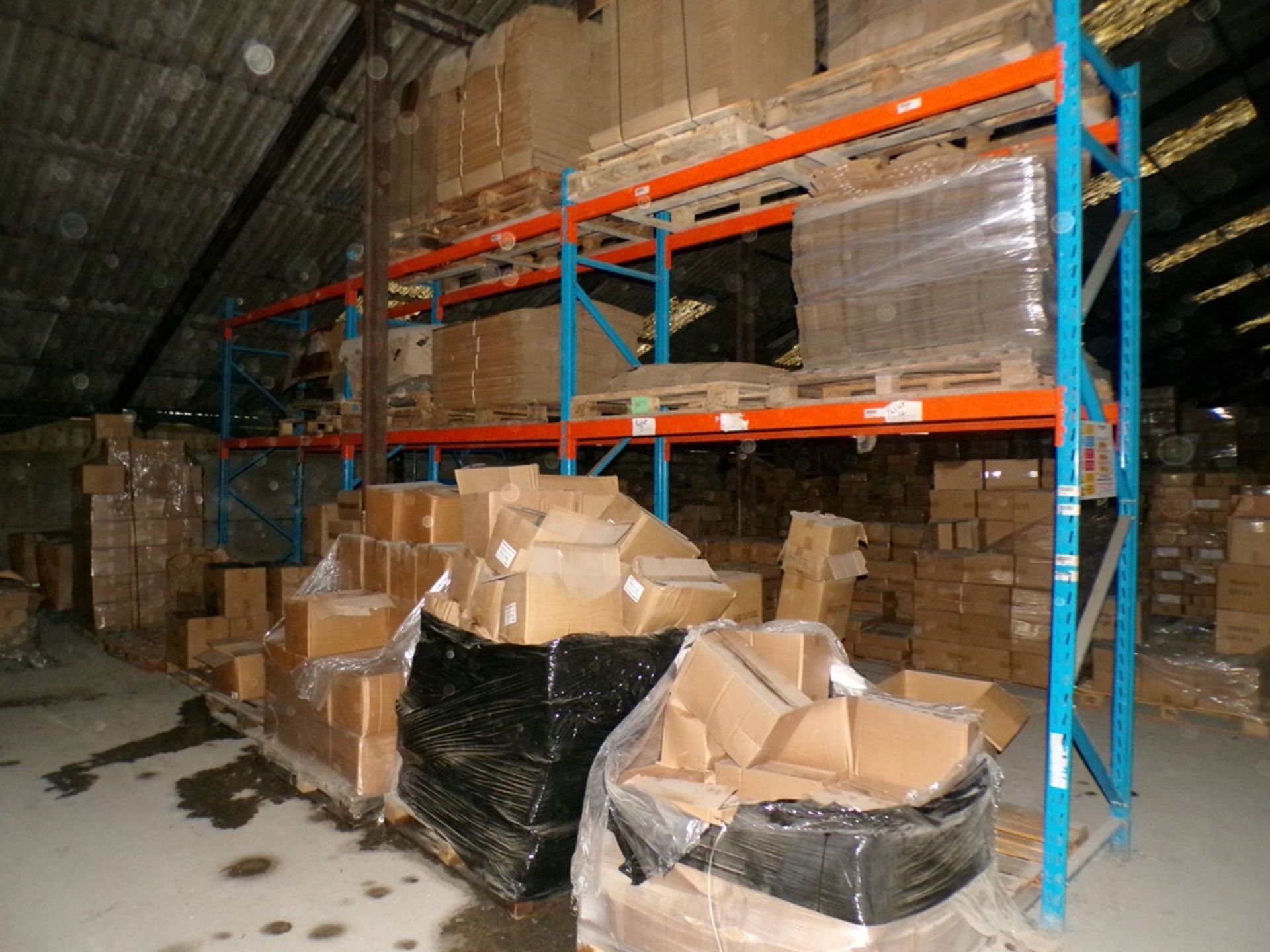 Twelve bays of boltless adjustable pallet racking, 2.8m x 900 x height ...