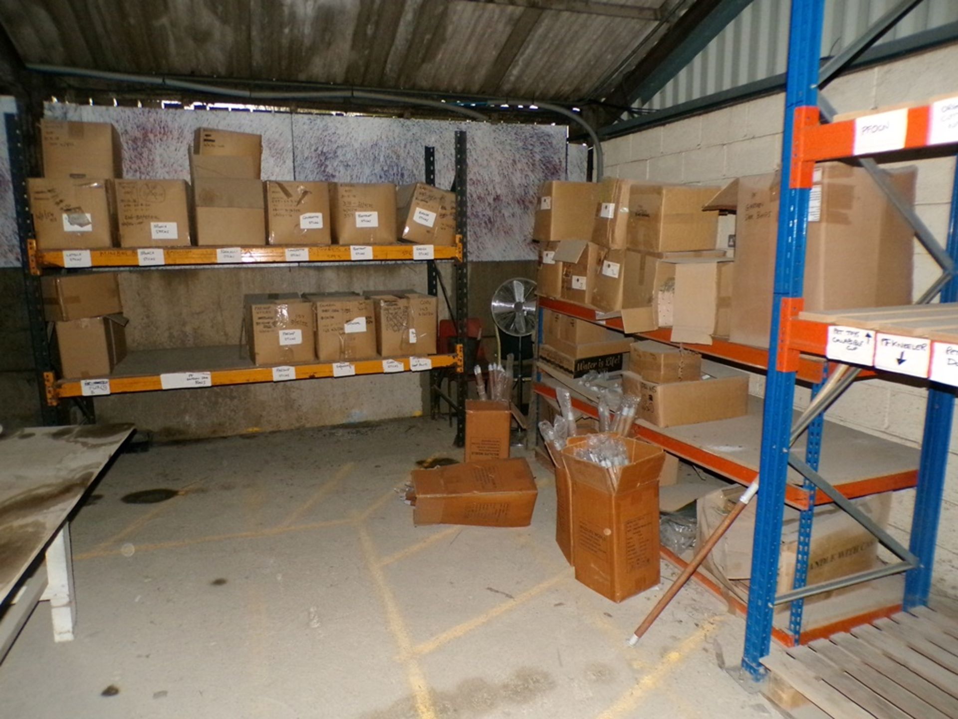 Twelve bays of boltless adjustable pallet racking, 2.8m x 900 x height ...