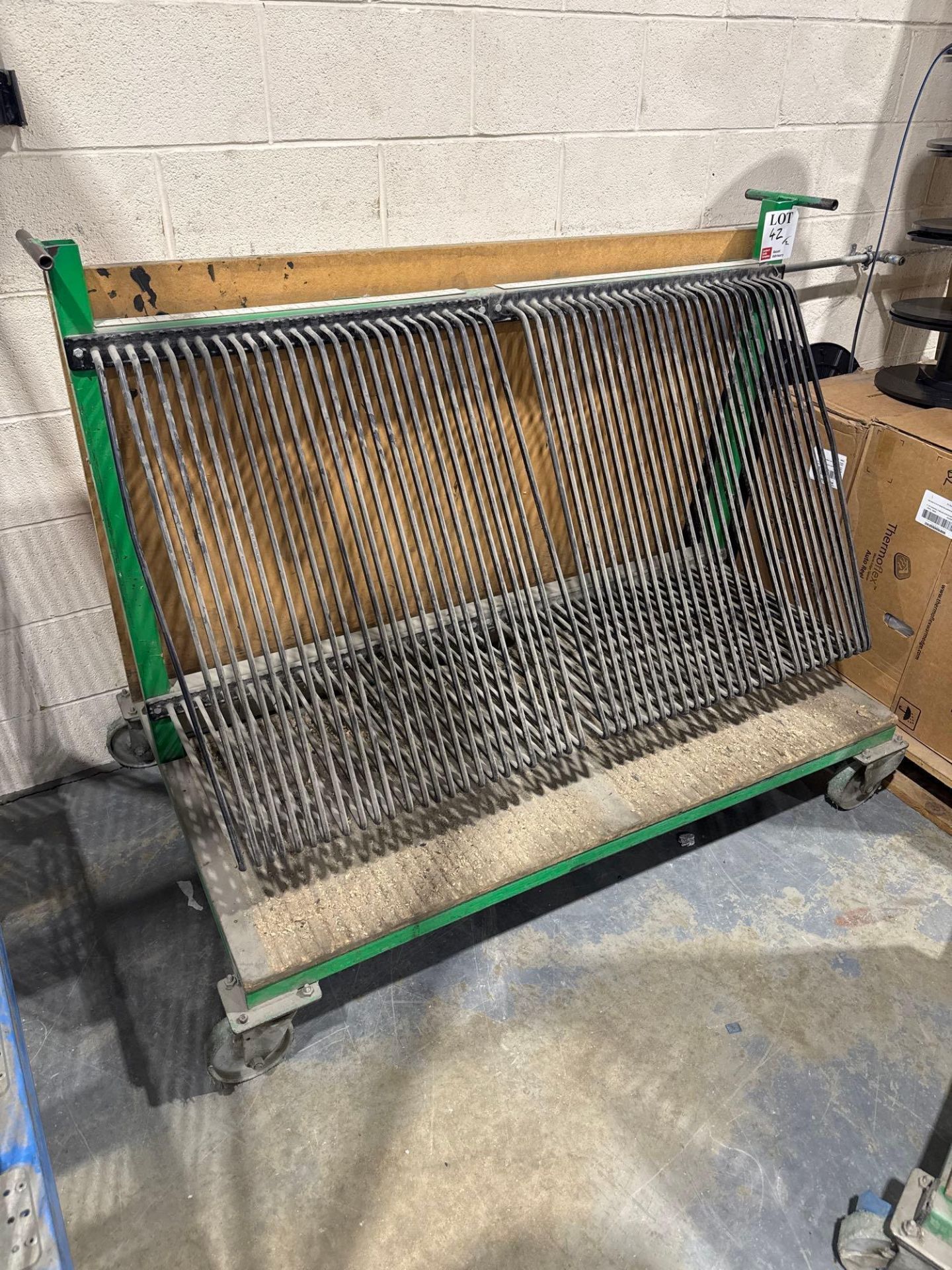 Two x 50 section mobile glass carts