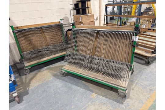Two x 50 section mobile glass carts