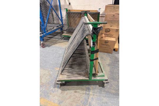 Two x 50 section mobile glass carts