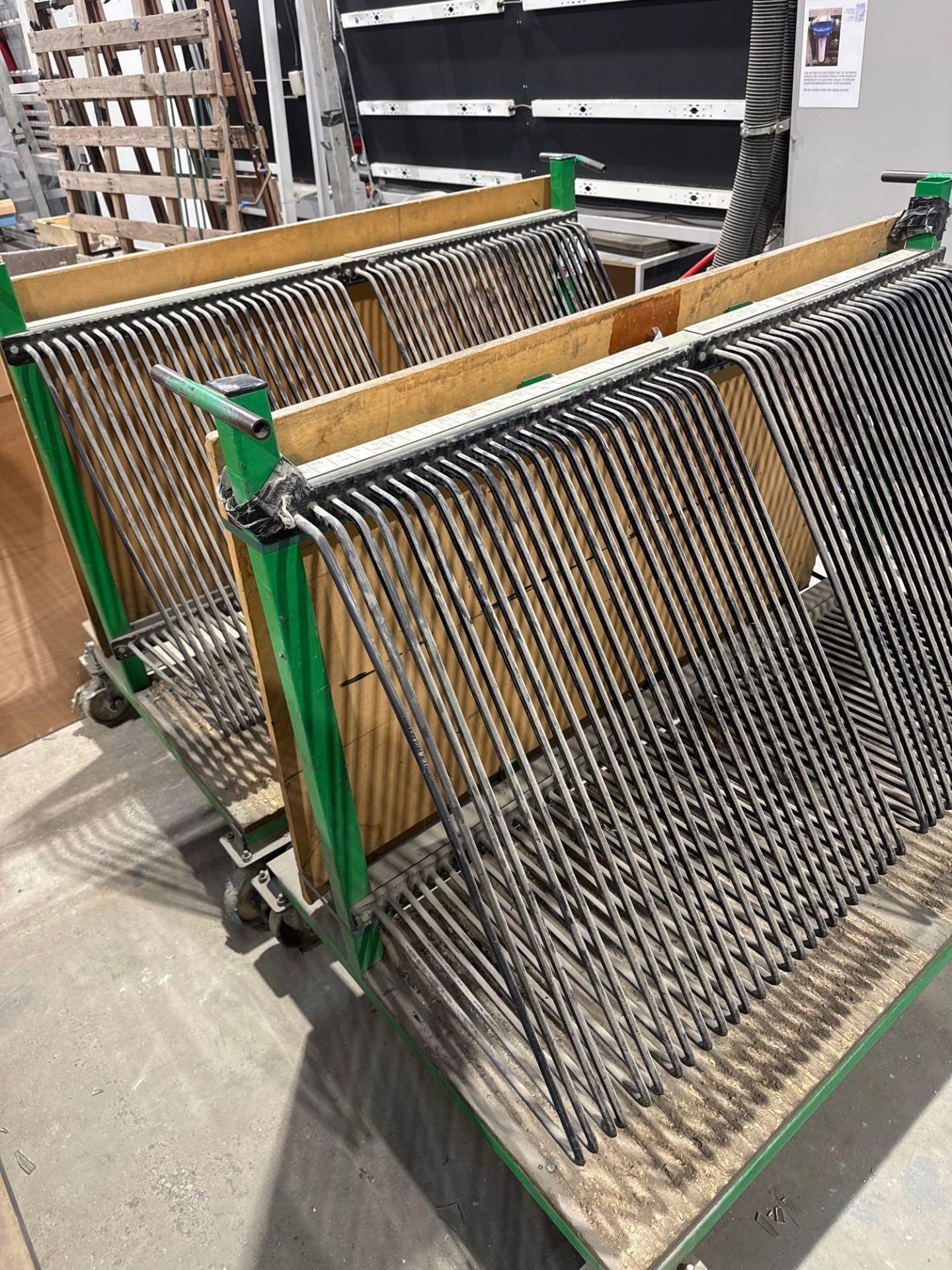 Two 50-section mobile glass carts