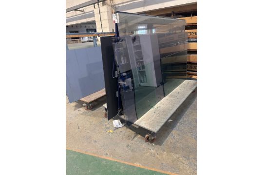 Two steel A frame mobile glass carts (excl contents)