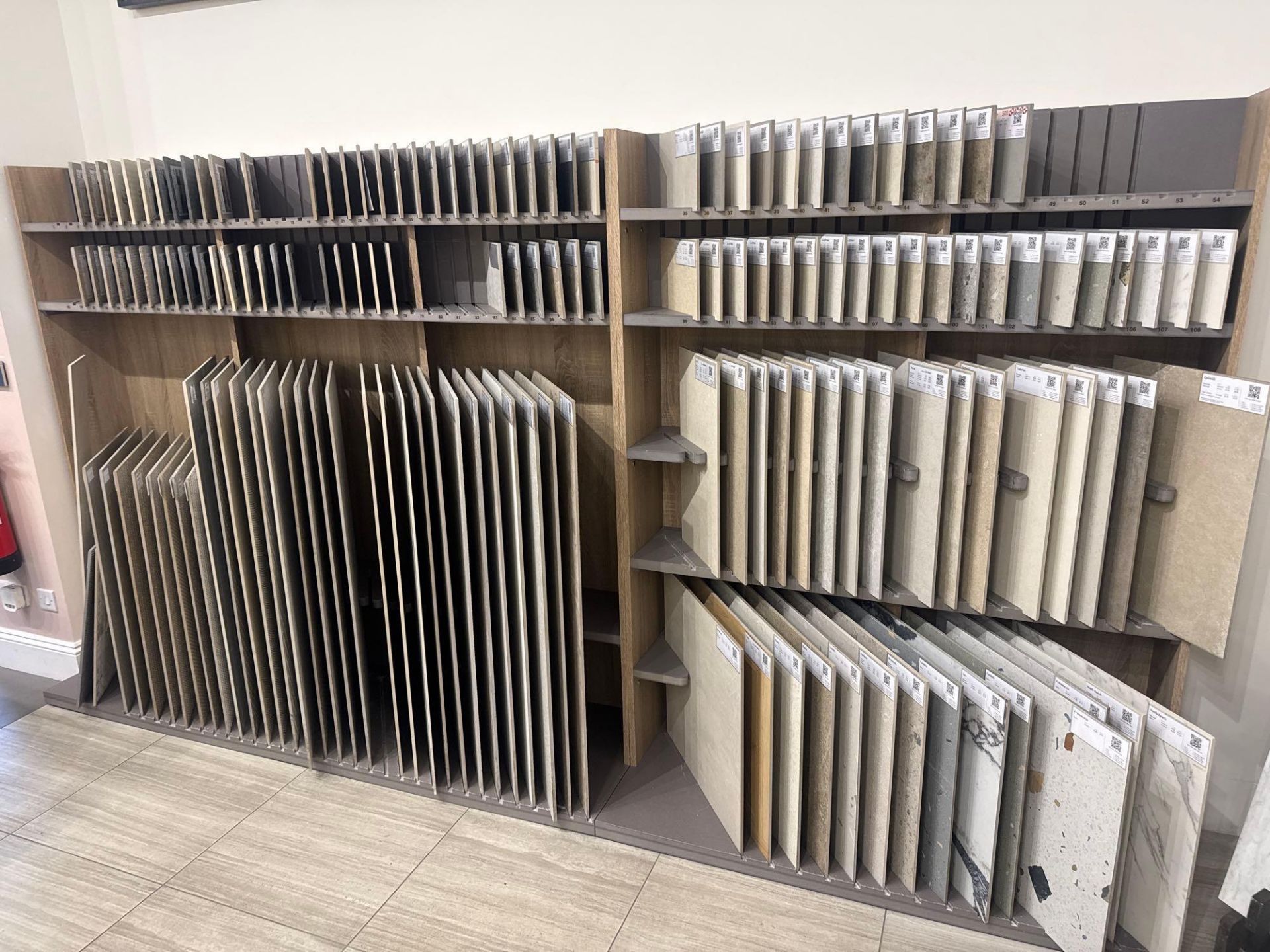Four display units and contents of various tiles as lotted