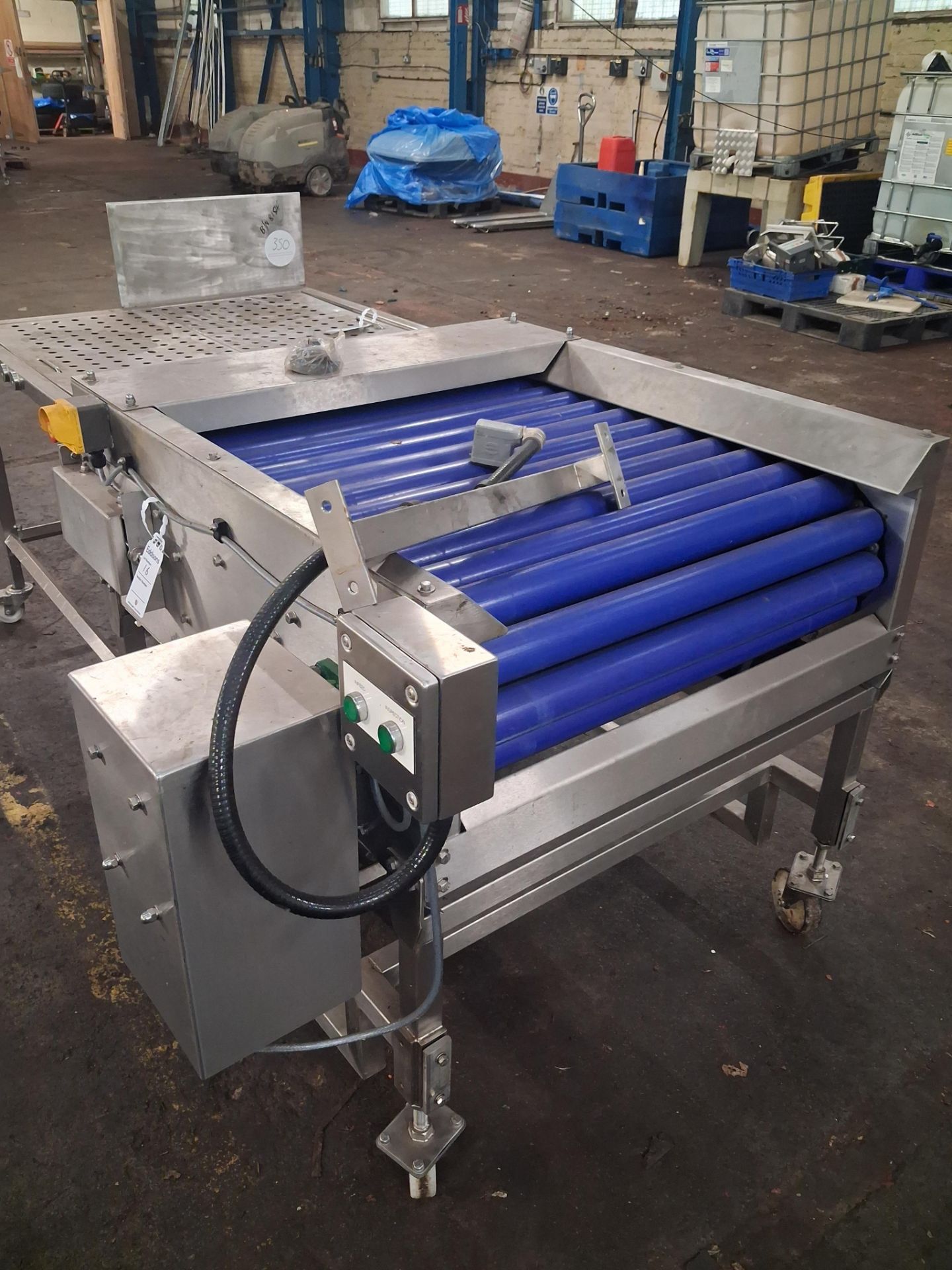 Stainless steel powered roller bed inspection table (working area ...