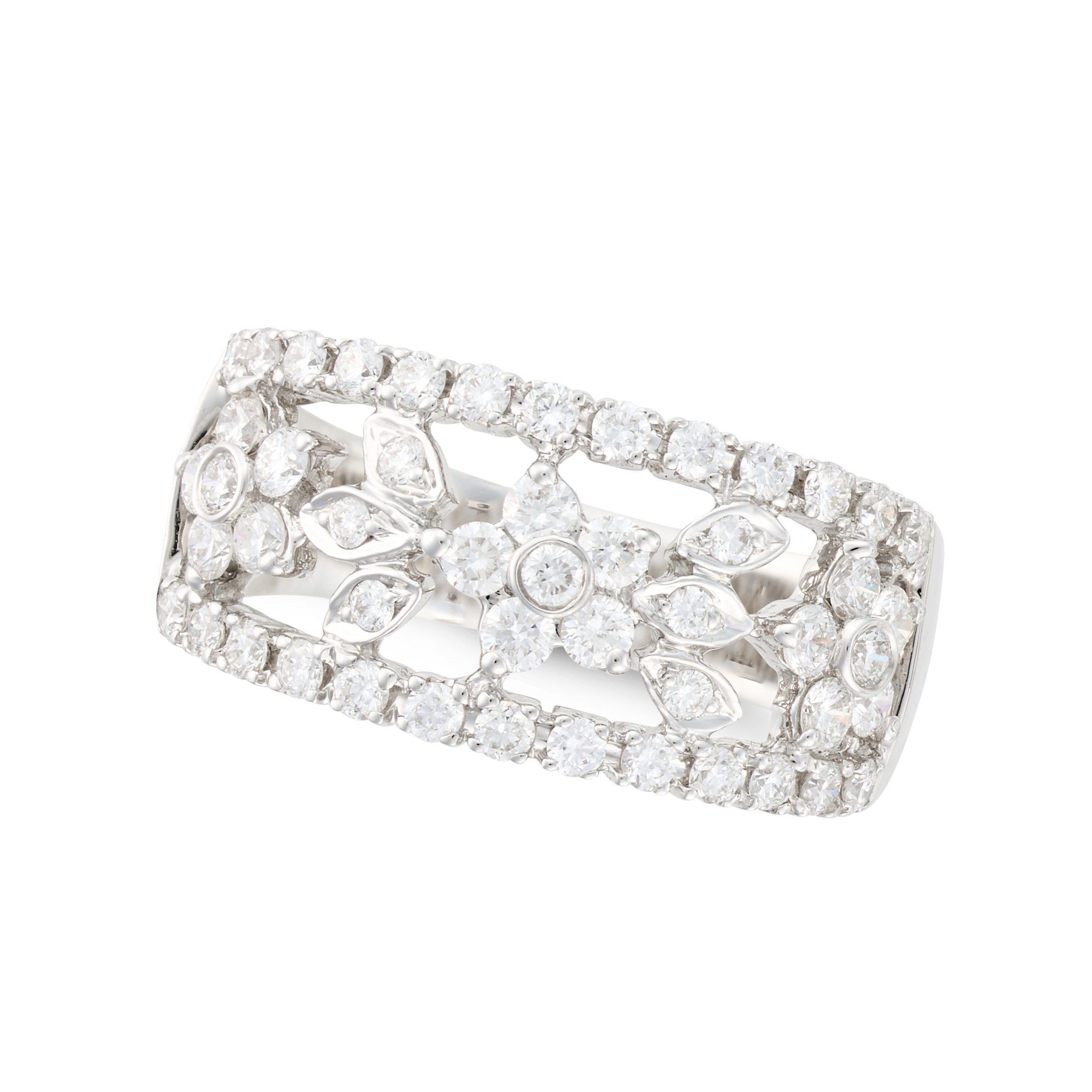 A DIAMOND DRESS RING the openwork ring in foliate design, set with ...