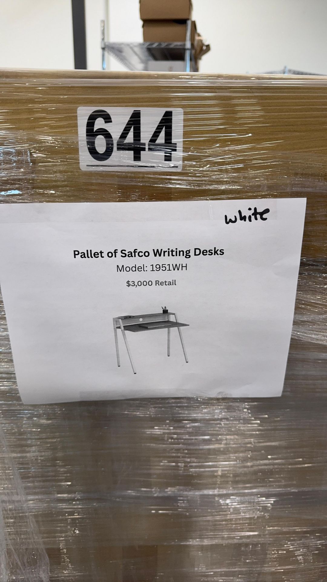 Pallet of SAFCO writing desks, 1951WH