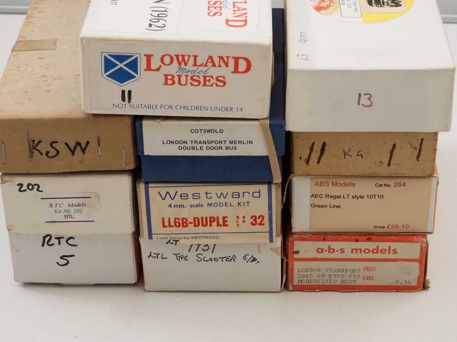 Large group of unbuilt white metal 1:76 scale bus kits by various ...