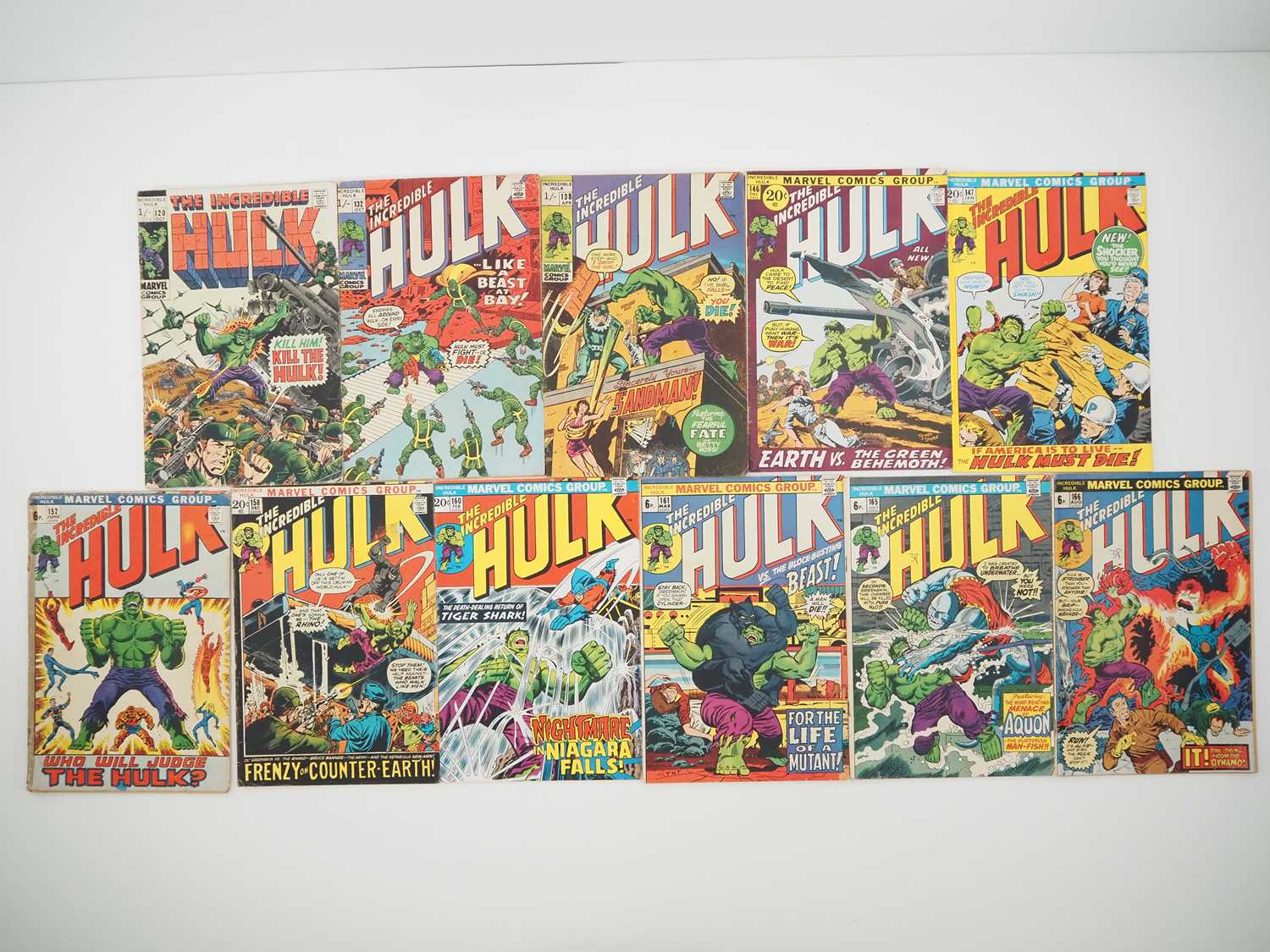 INCREDIBLE HULK #120, 132, 138, 146-147, 152, 158, 160-161, 165-166 (11 ...