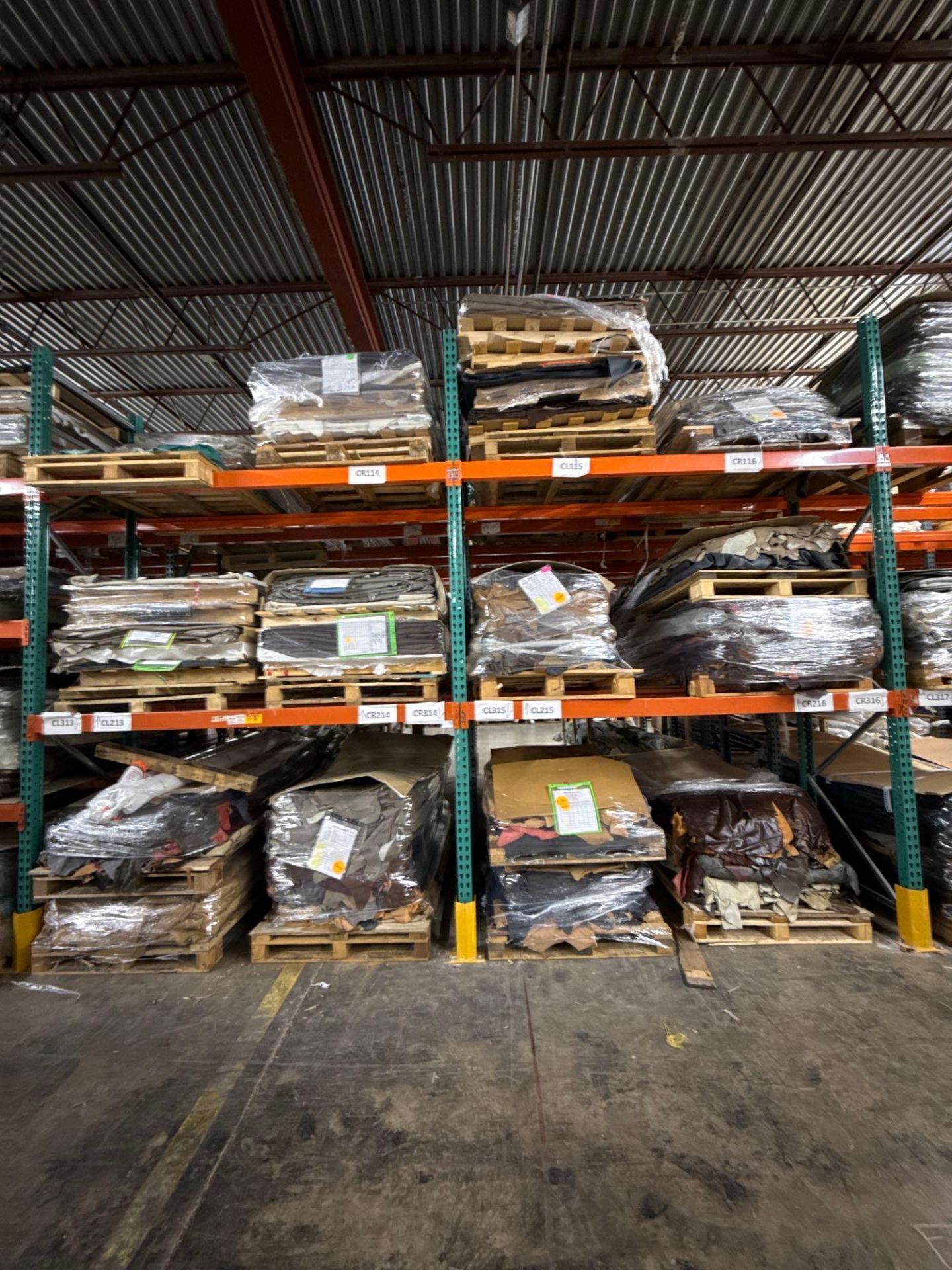 (12) Pallets of Whole Leather Hides, Assorted colors. Folded and Shrink ...
