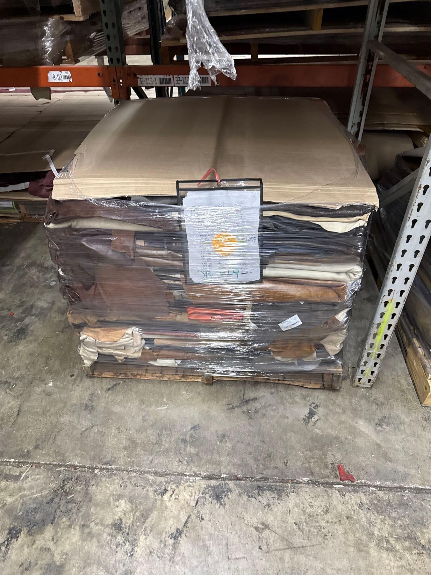 (15) Pallets of Whole Leather Hides and (1) Pallet of Vinyl, Assorted ...