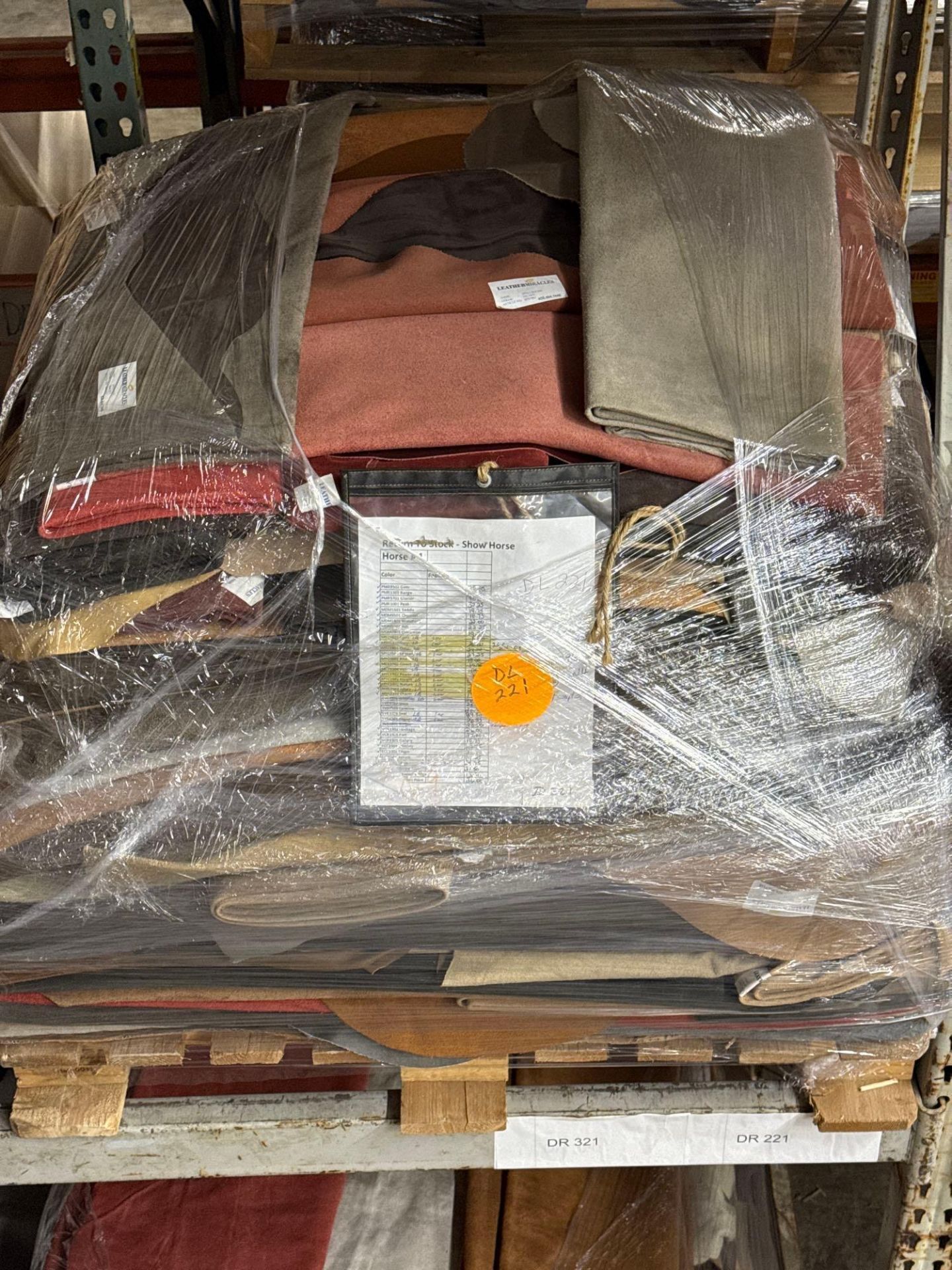 (15) Pallets of Whole Leather Hides and (1) Pallet of Vinyl, Assorted ...