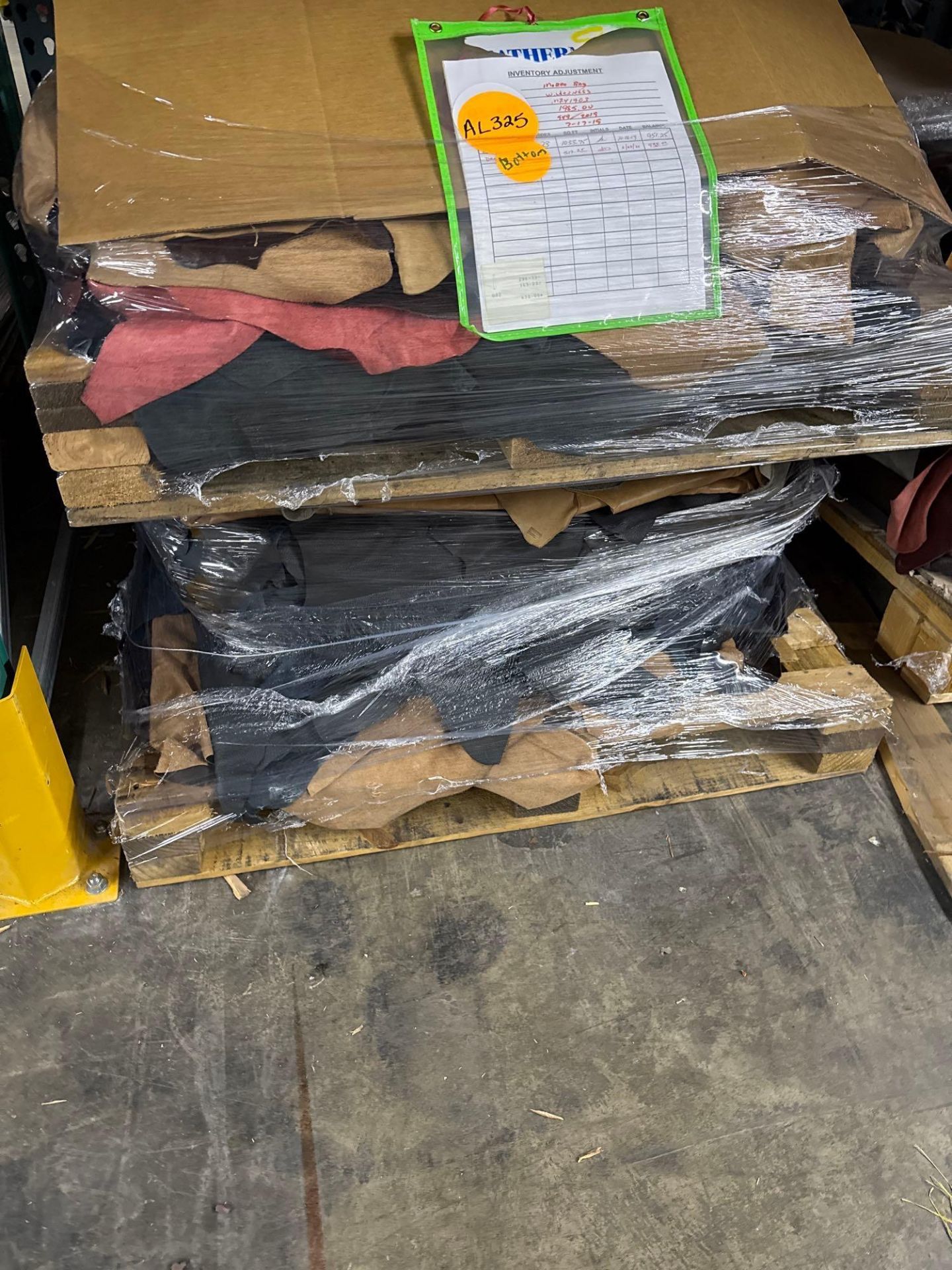 (12) Pallets of Whole Leather Hides, Assorted colors. Folded and Shrink ...