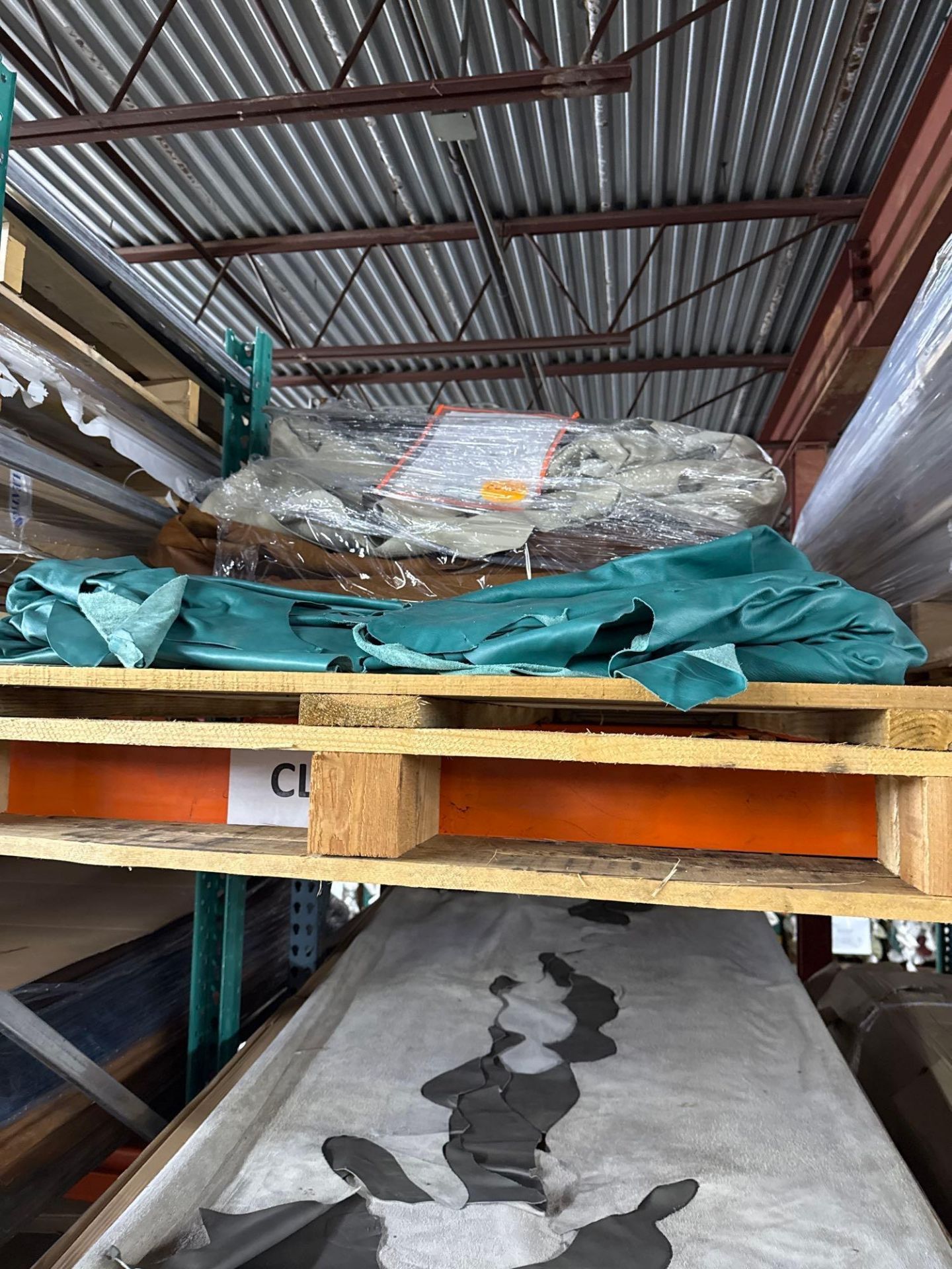 (12) Pallets of Whole Leather Hides, Assorted colors. Folded and Shrink ...