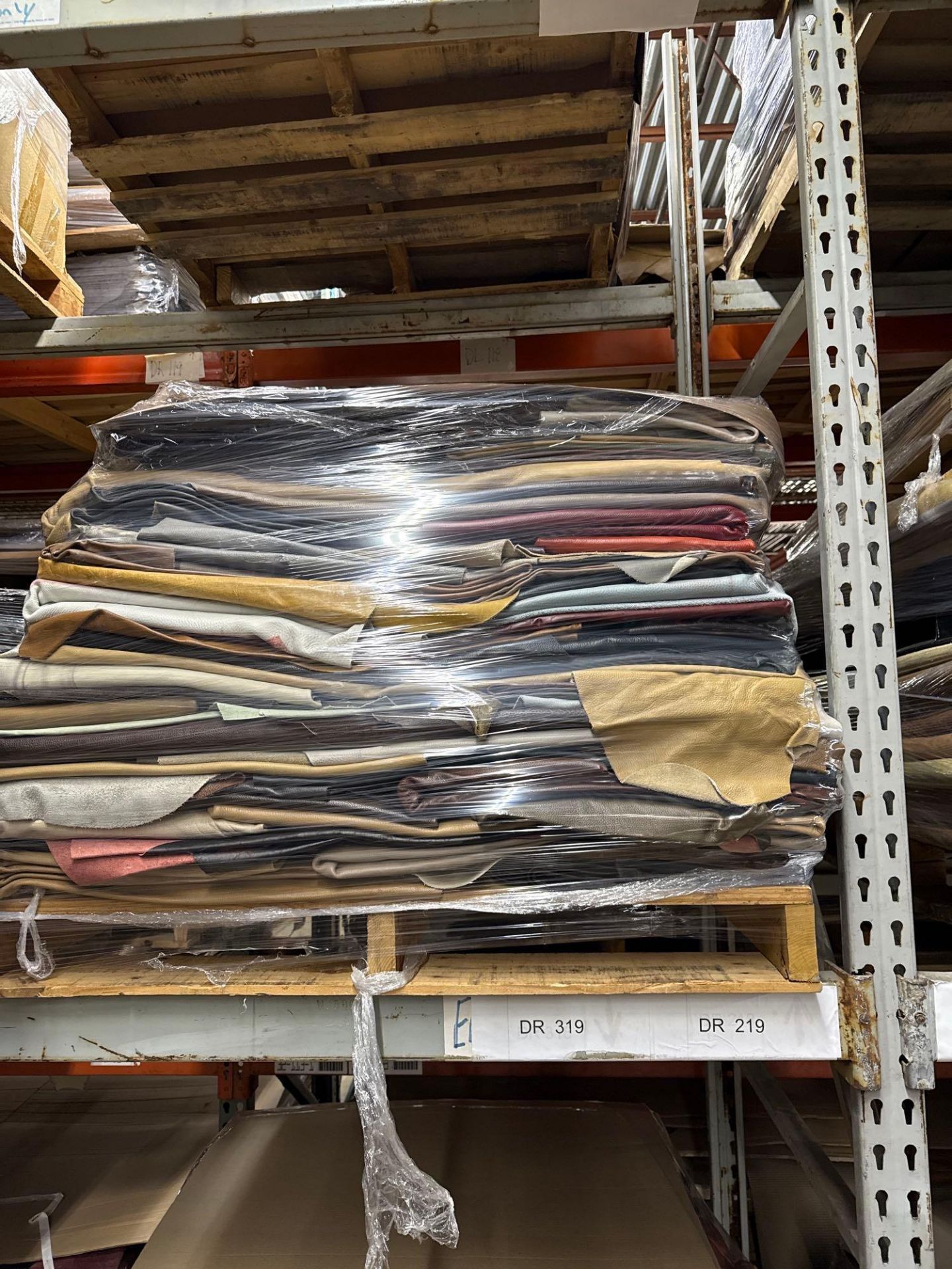 (15) Pallets of Whole Leather Hides and (1) Pallet of Vinyl, Assorted ...