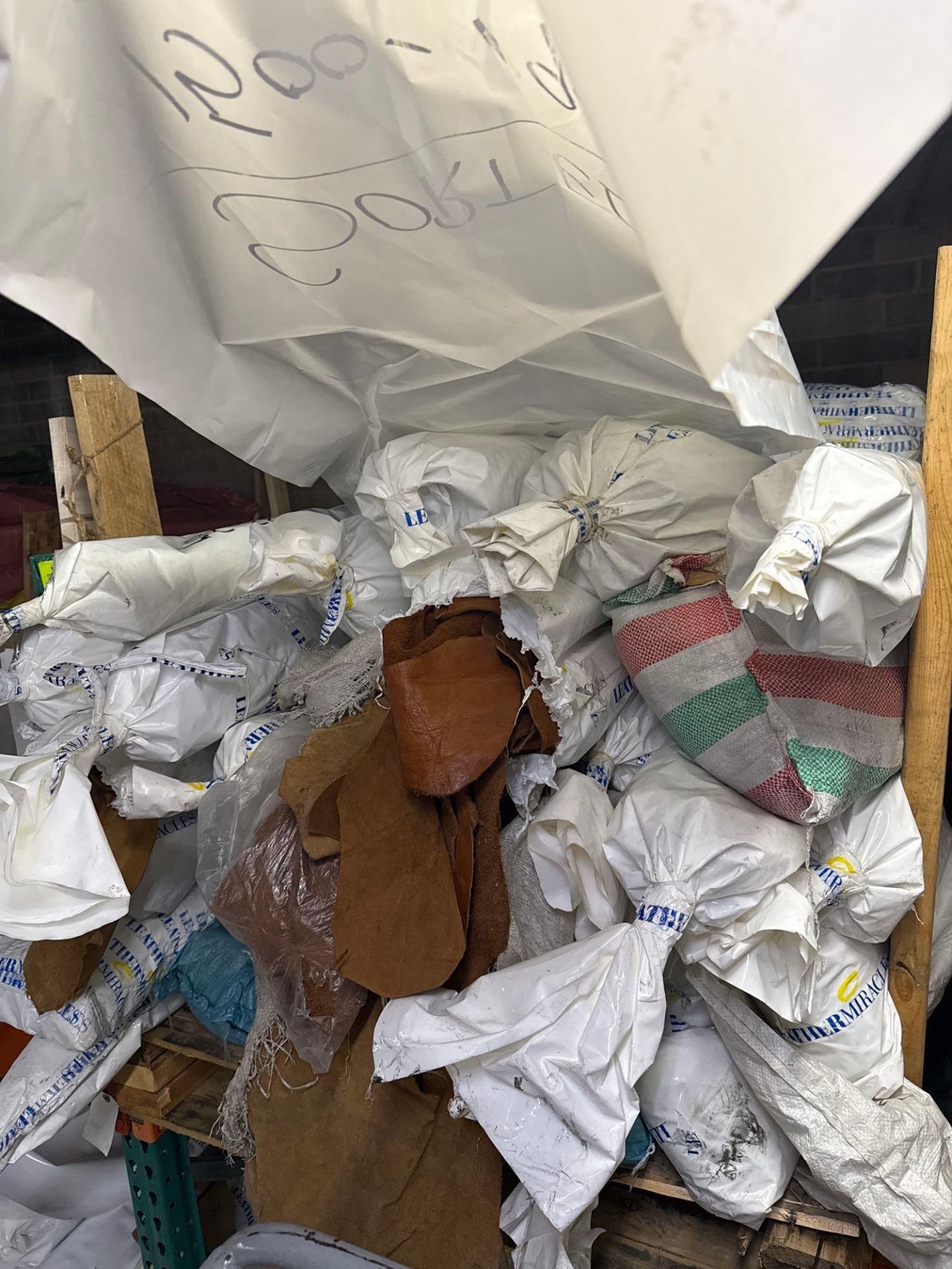 Whole Leather Hides in Rolled Bales Wrapped on Wooden Pallet, Assorted ...