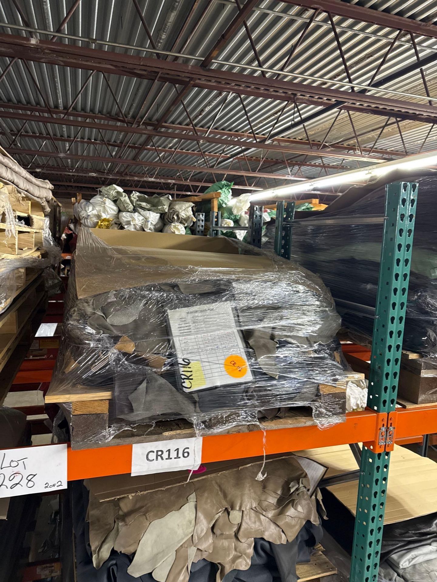 (12) Pallets of Whole Leather Hides, Assorted colors. Folded and Shrink ...