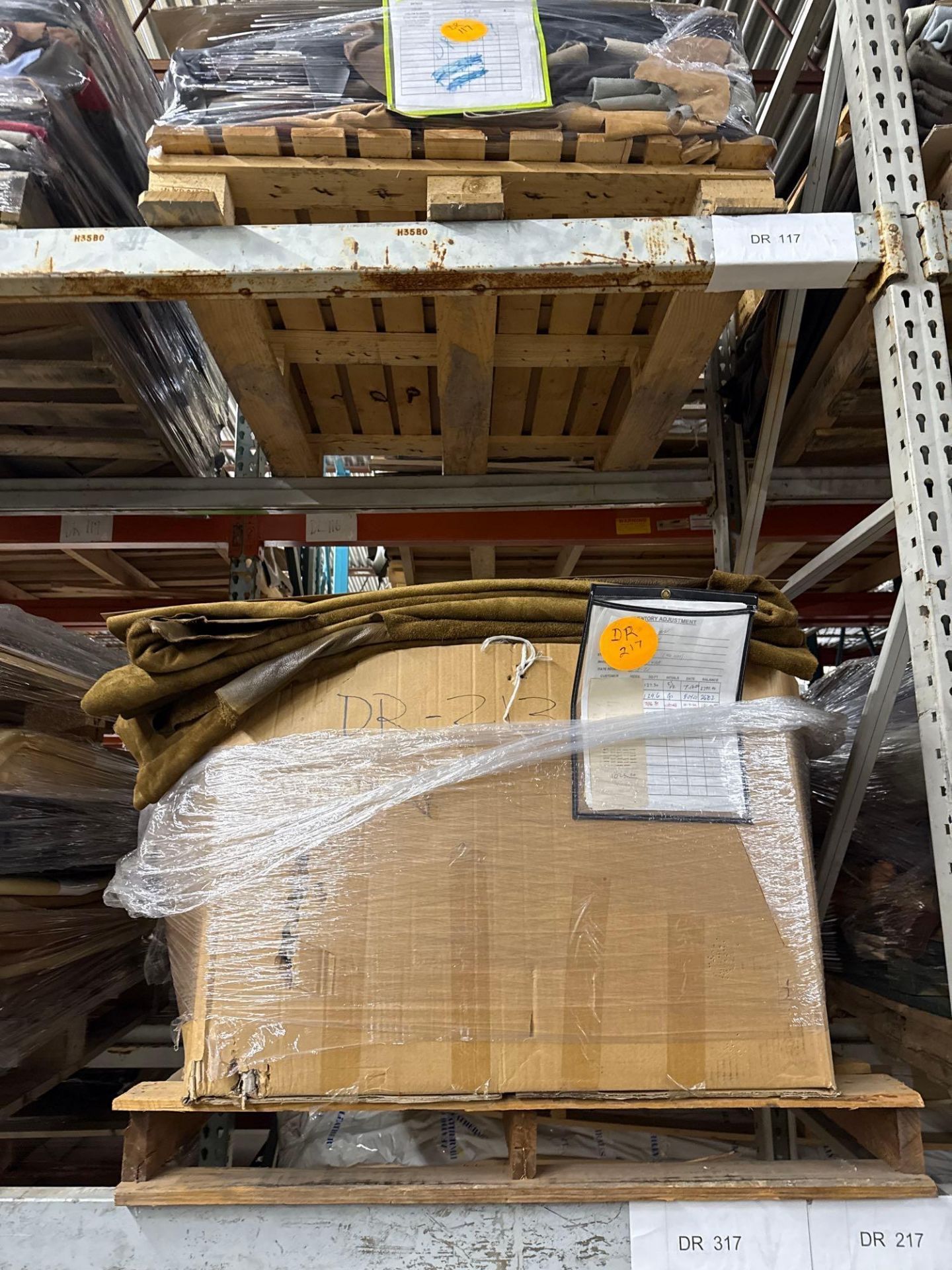 (15) Pallets of Whole Leather Hides and (1) Pallet of Vinyl, Assorted ...