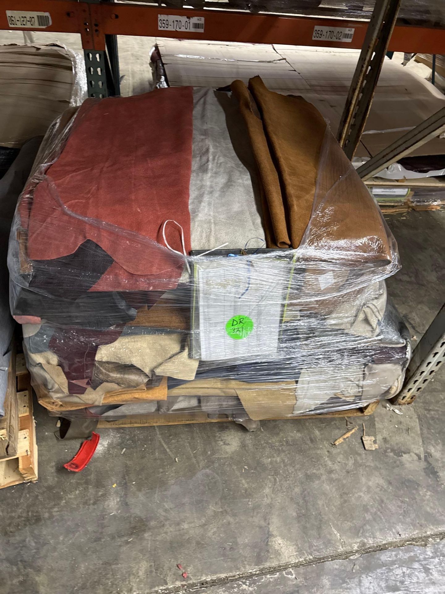 (15) Pallets of Whole Leather Hides and (1) Pallet of Vinyl, Assorted ...