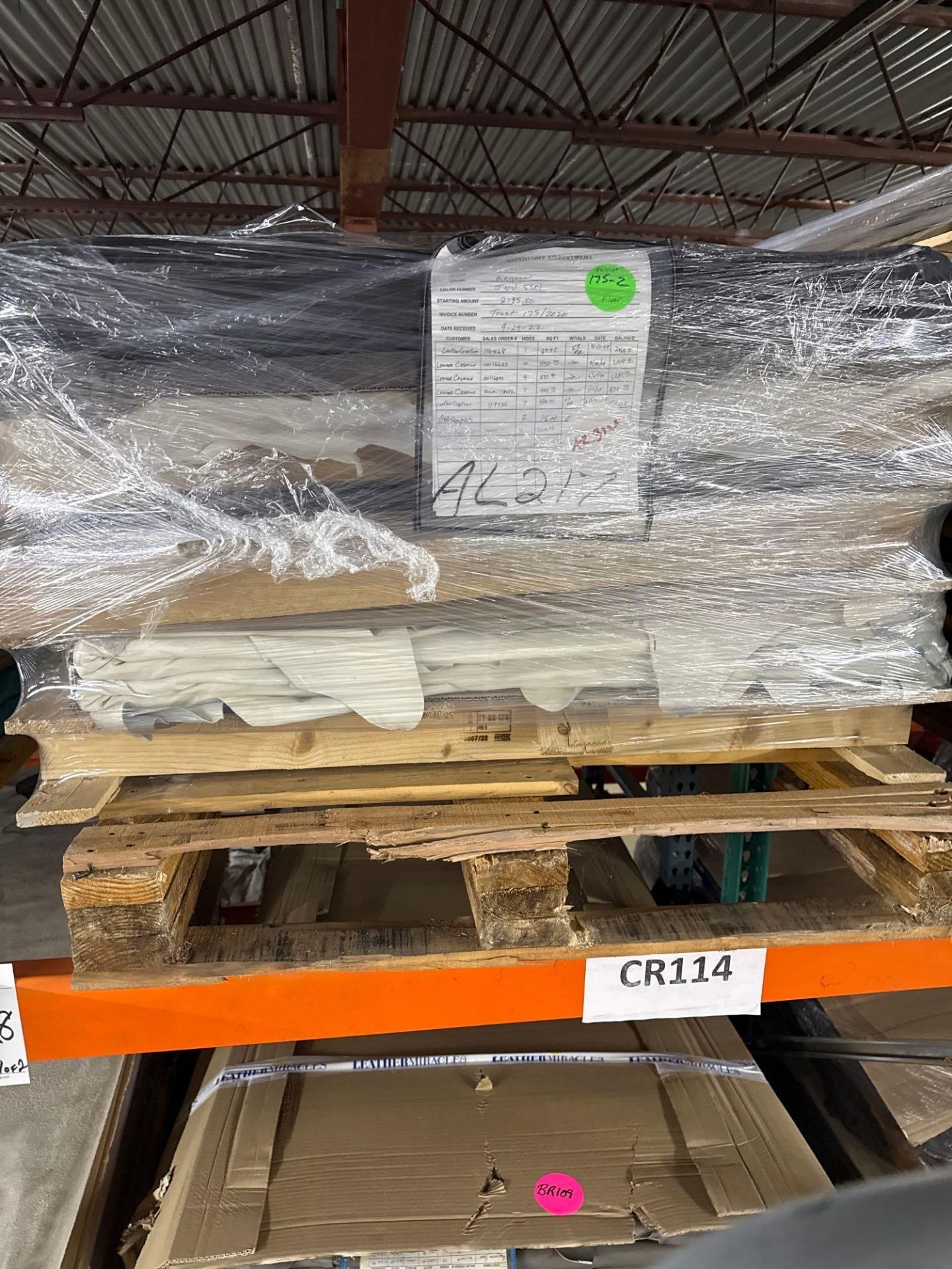 (12) Pallets of Whole Leather Hides, Assorted colors. Folded and Shrink ...