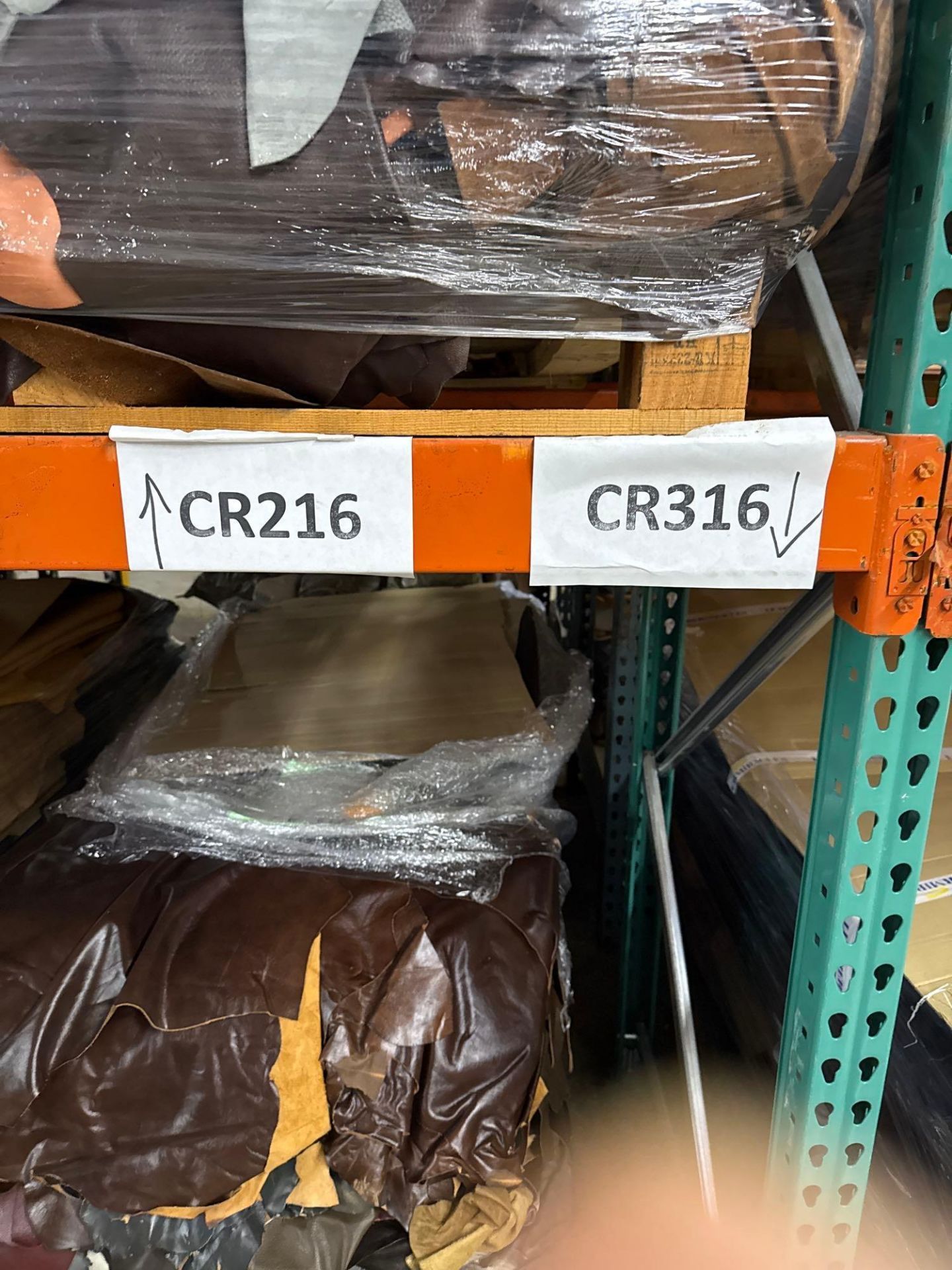 (12) Pallets of Whole Leather Hides, Assorted colors. Folded and Shrink ...