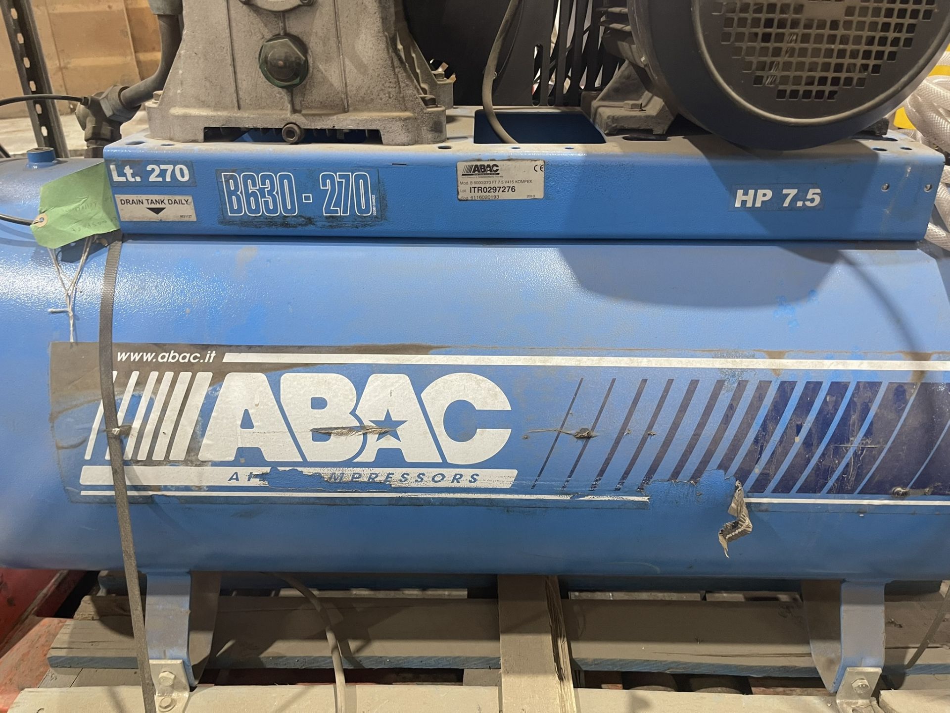 ABAC B630-270 Two Stage Belt Driven Air Compressor 270 litre tank 7.5 ...