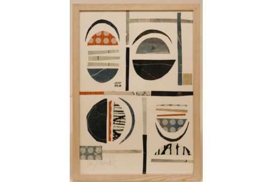 LIZ CLARK (BRITISH, CONTEMPORARY) Abstract signed (lower left), collage ...