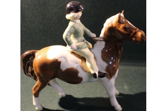 Beswick Girl on Skewbald Pony model no. 1499, printed Beswick marks ...