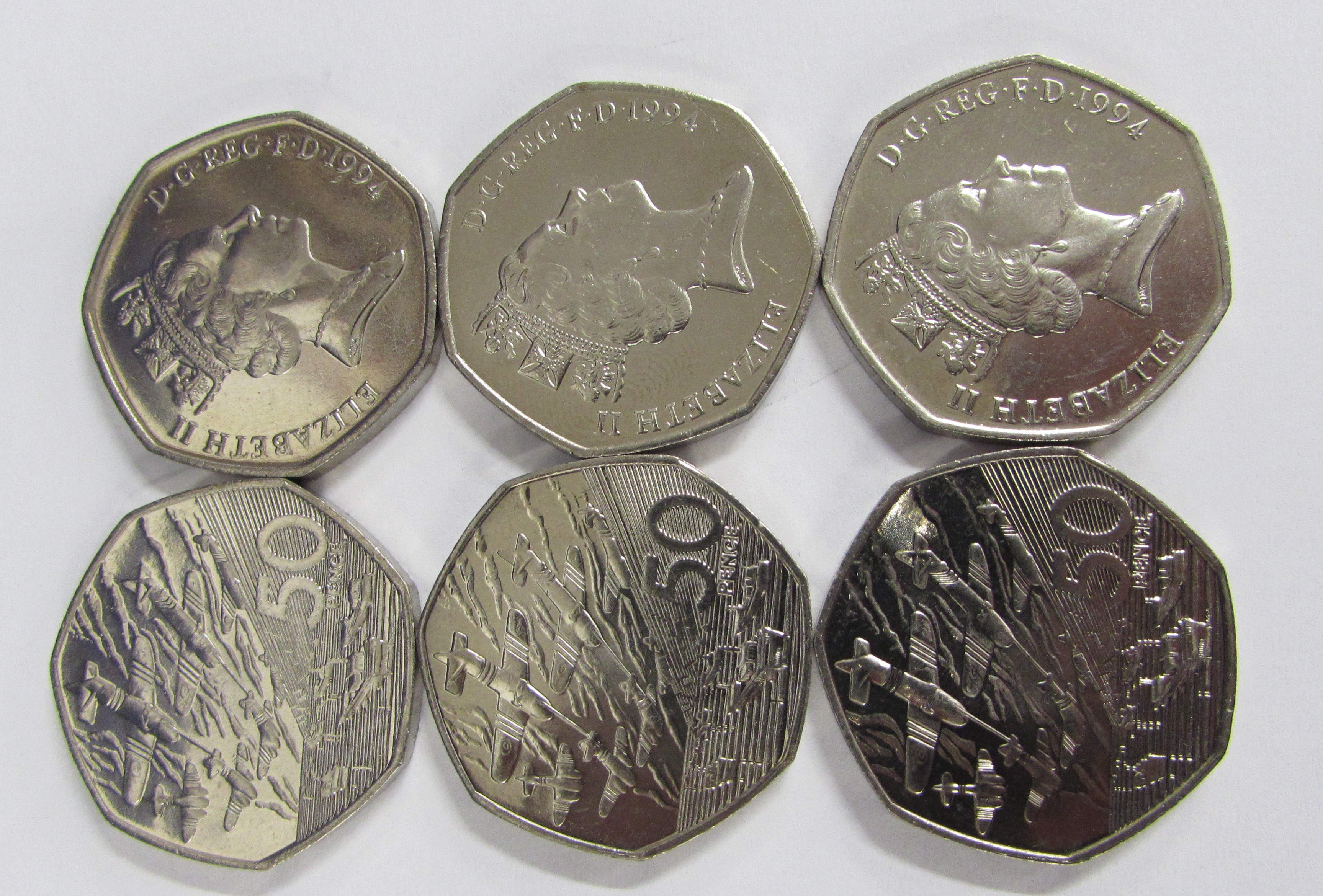 Assortment of 1994 50p coins commemorating 50th anniversary of D-Day ...