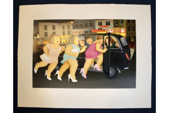 Beryl COOK (1926-2008)"Girls In A Taxi"Silkscreen print, P/P Printers ...