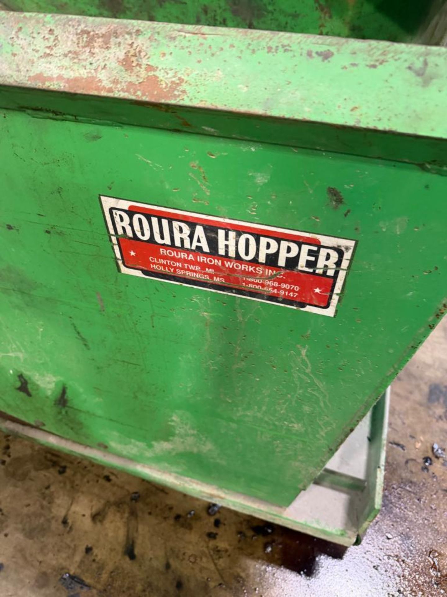 This lot includes three used self-dumping hoppers manufactured by Roura ...