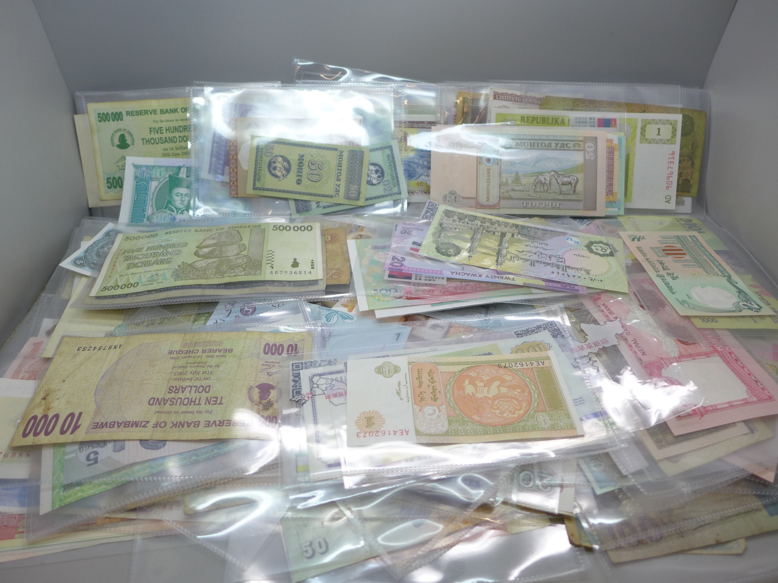 A collection of world banknotes