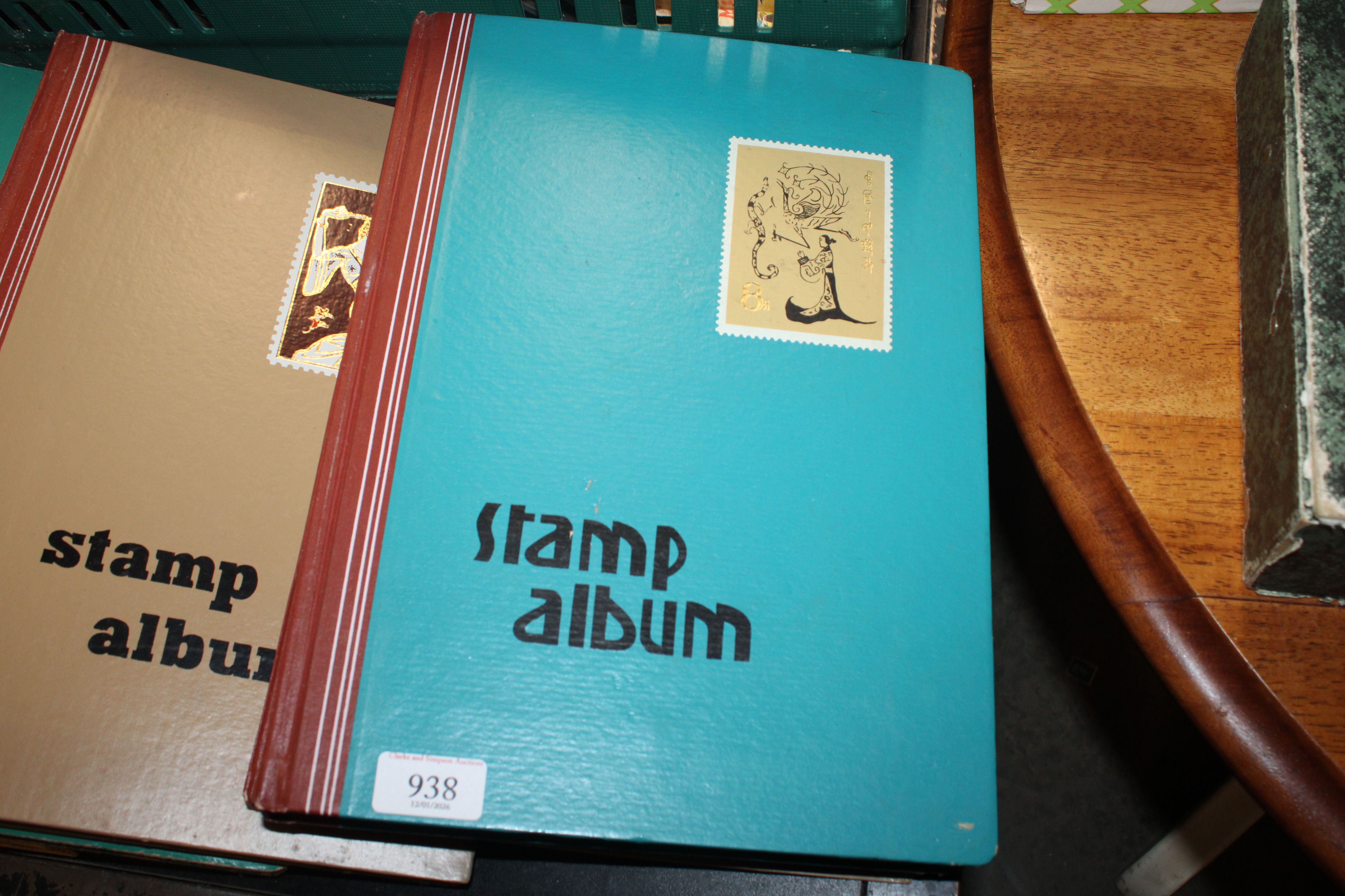 Five stamp albums and contents