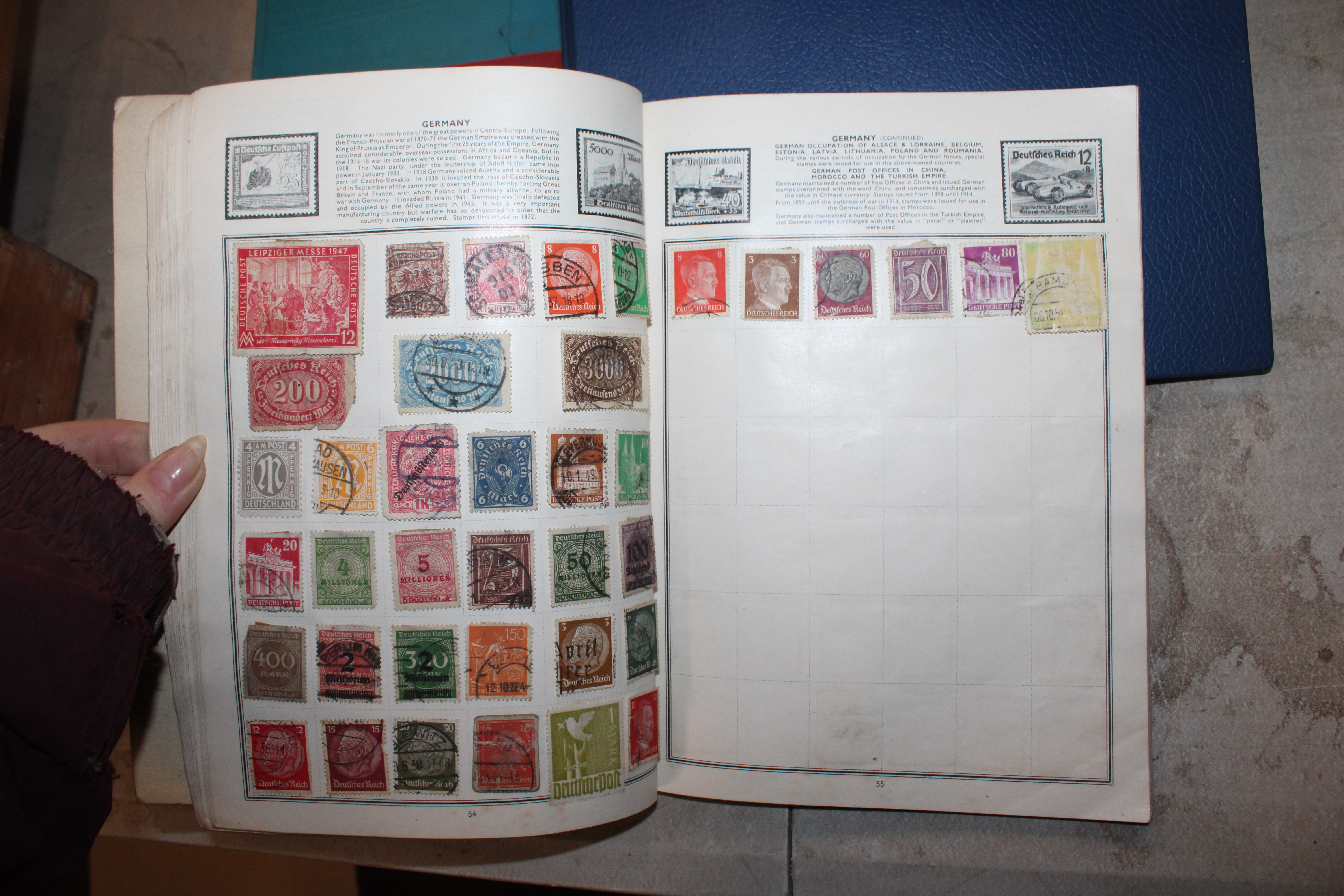 Eight stamp albums and contents