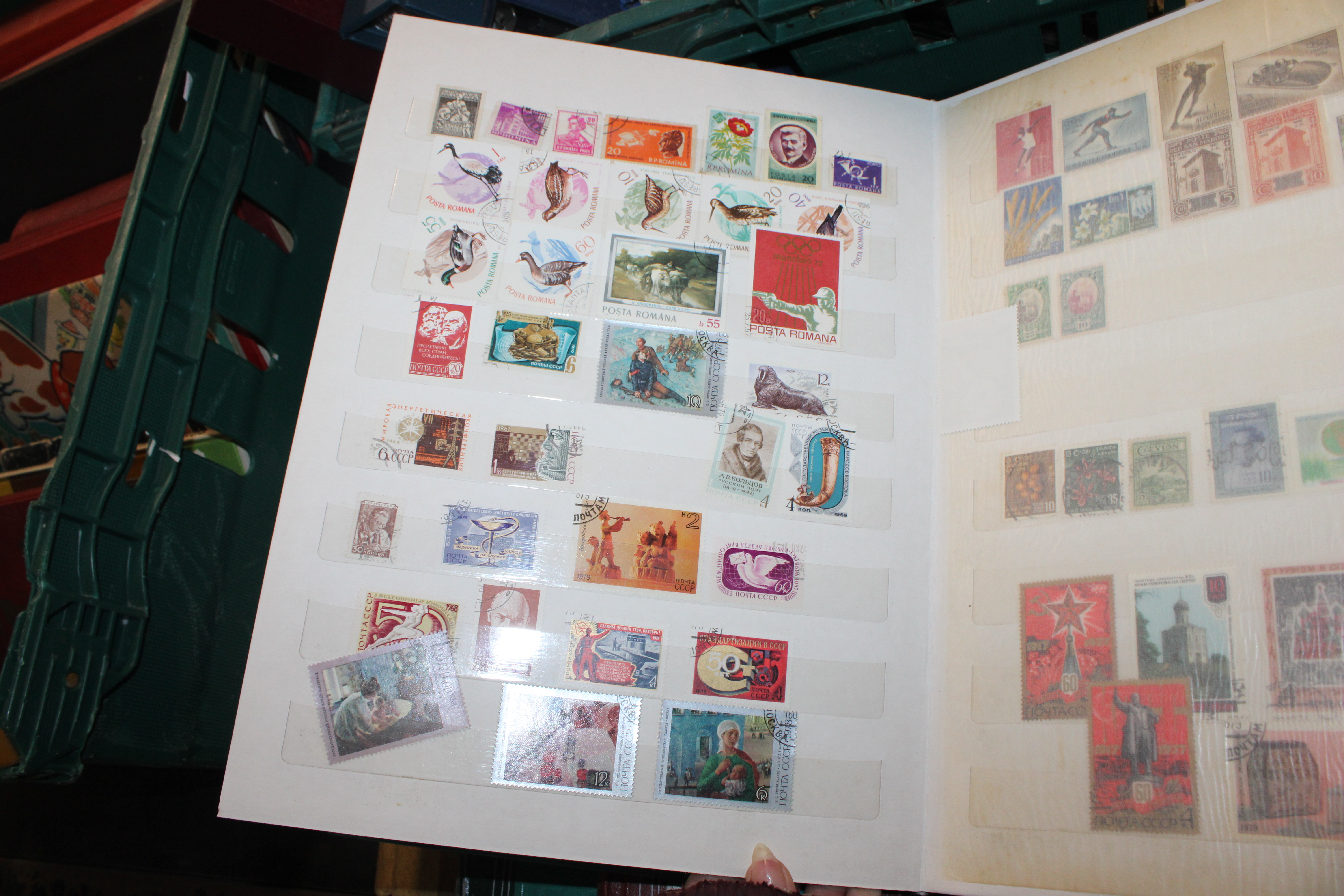 Five stamp albums and contents