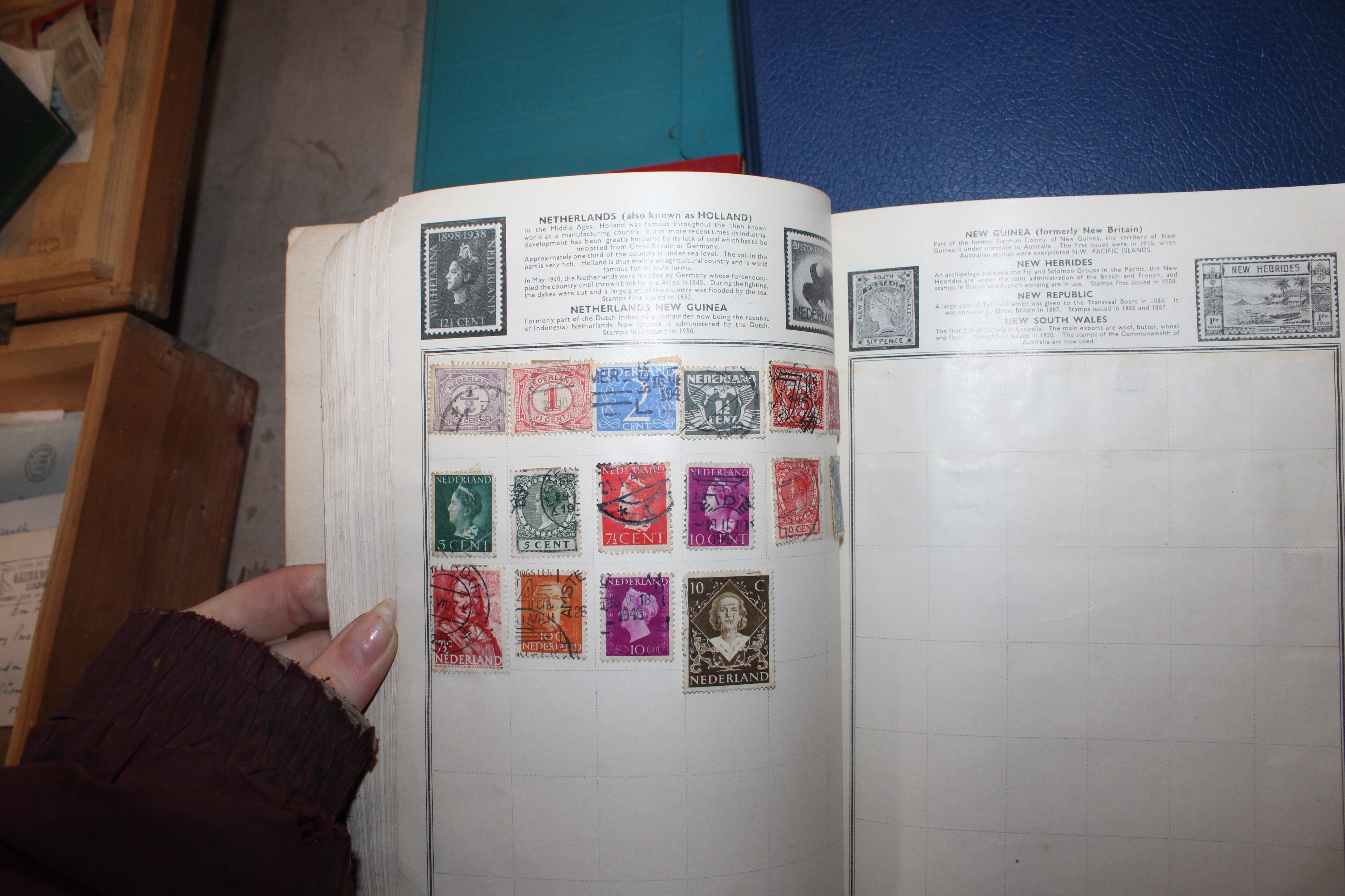 Eight stamp albums and contents
