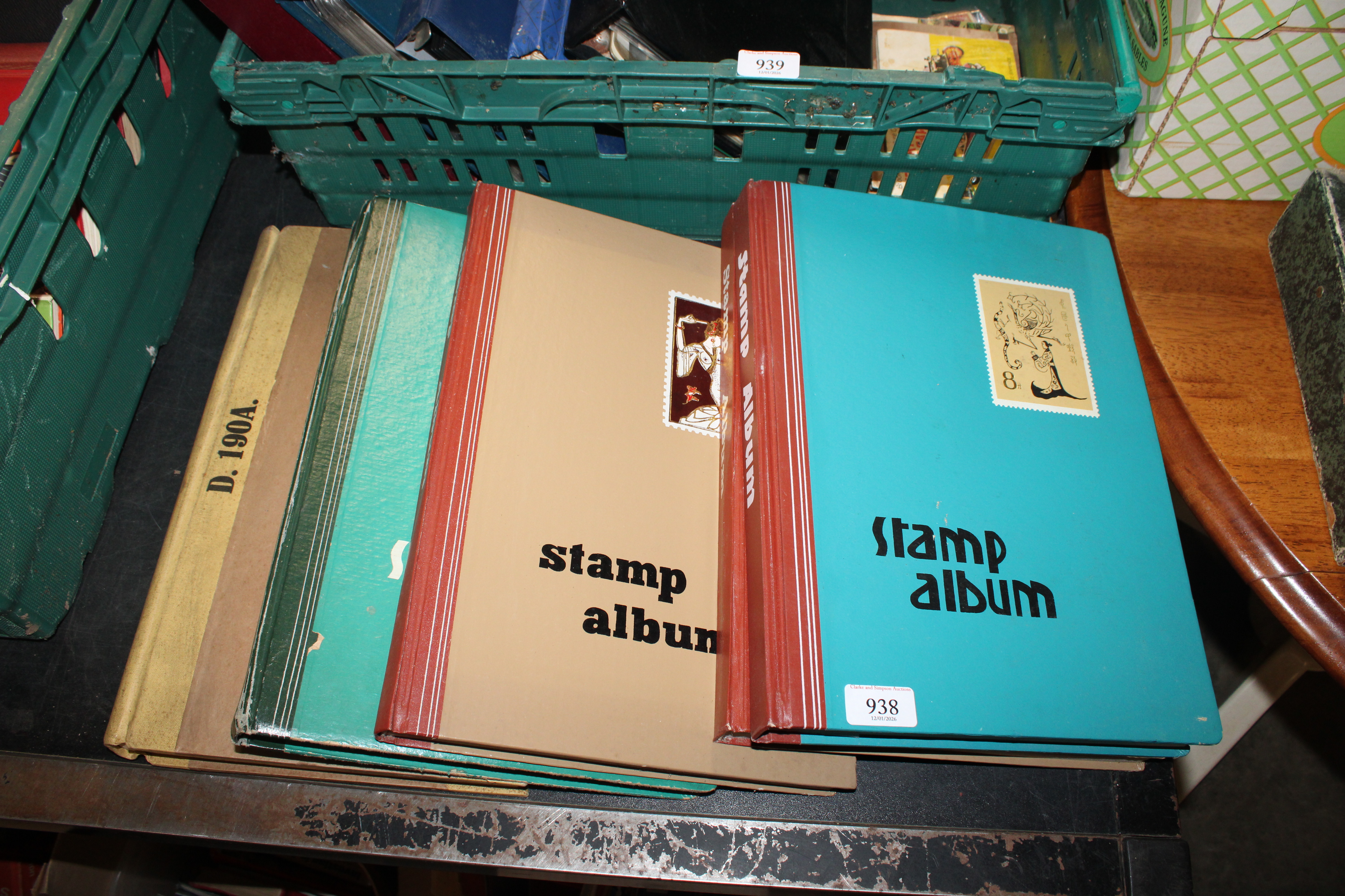 Five stamp albums and contents