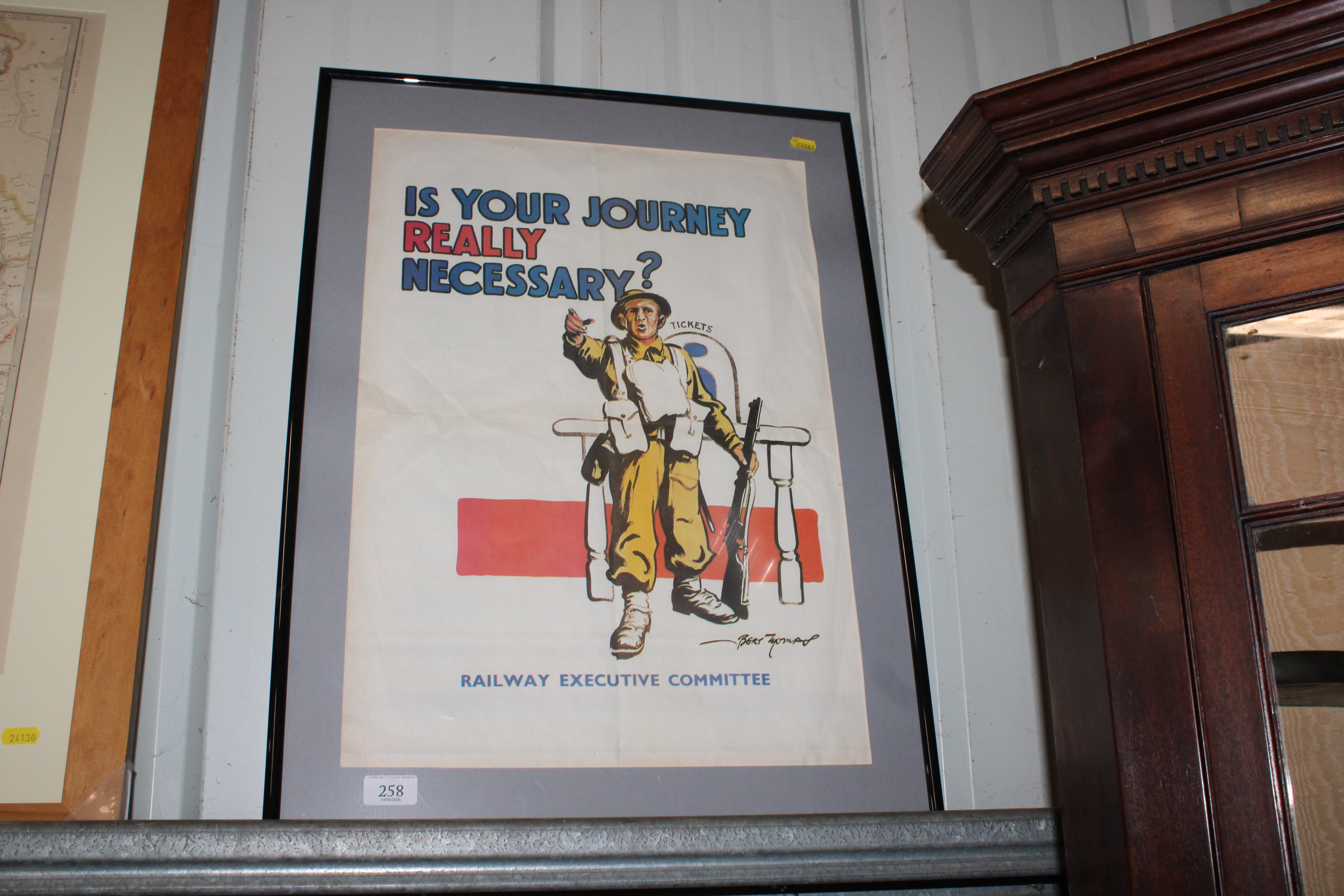 After Burt Thomas, WW2 style poster 'Is your Journey Really Necessary?'