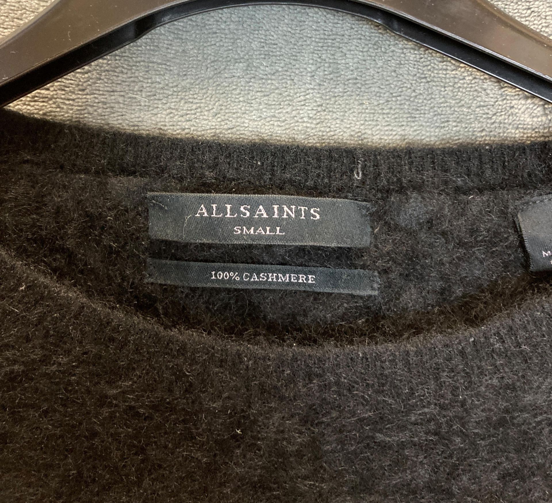 Three All Saints jumpers in black cashmere, size Small (CWH REF: Rail N)