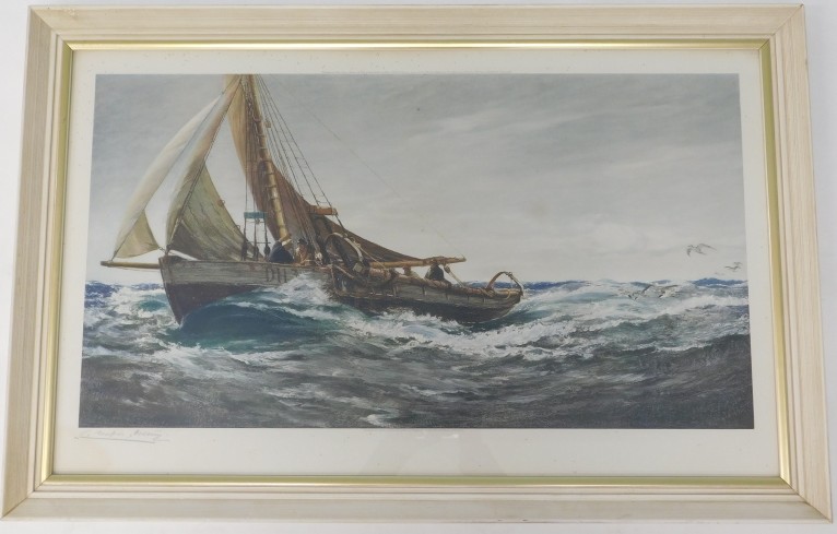 Charles Napier Hemy (1841-1917). Fishing boat at sea, artist signed ...