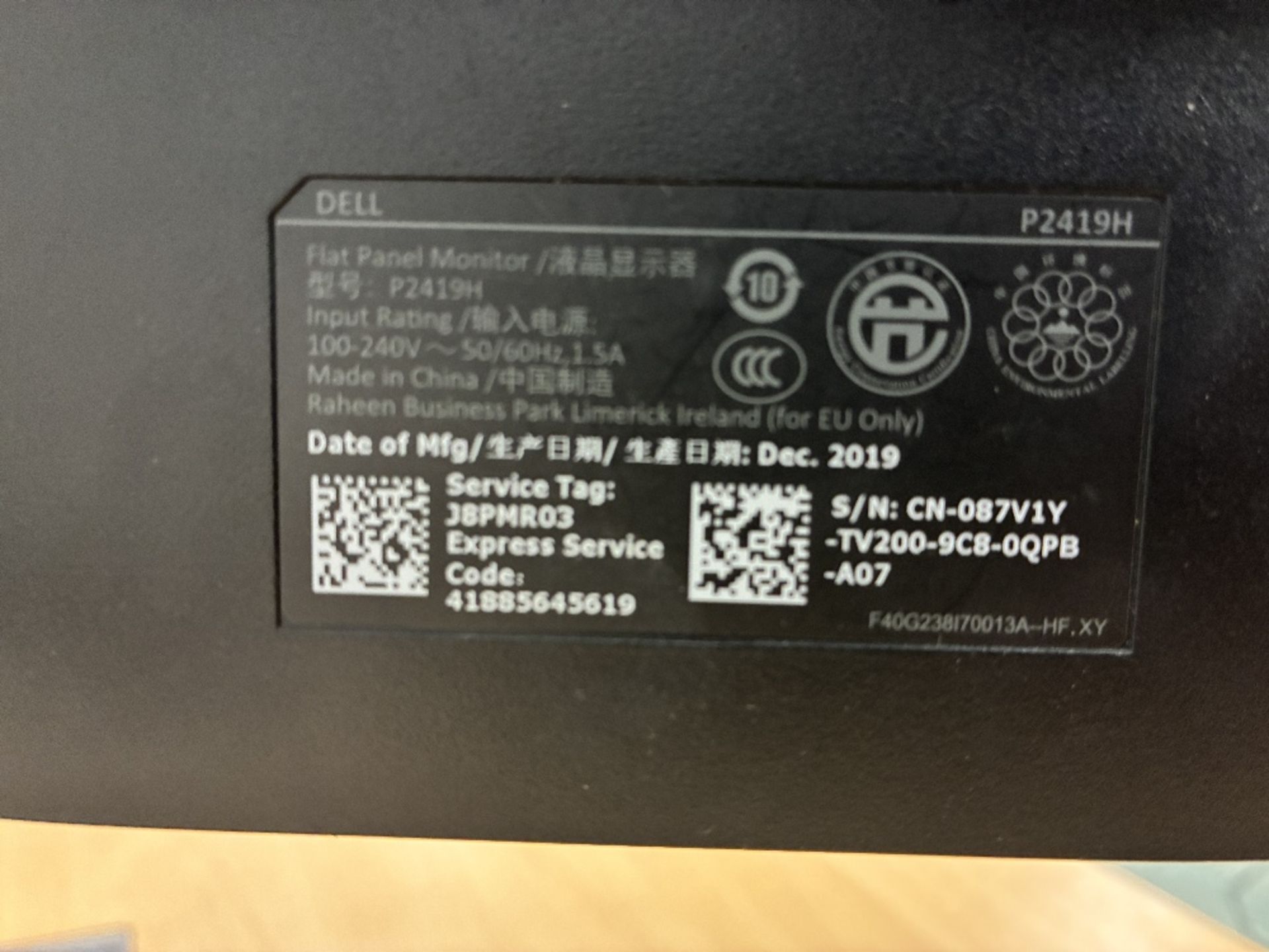 (2) Dell P2419H 24" Monitors & (1) Unbranded Dual Monitor StandDate of ...